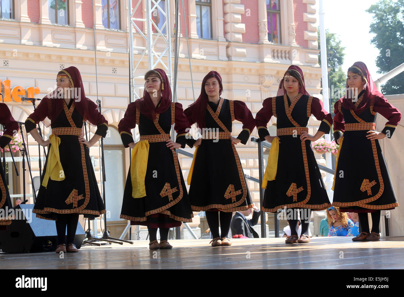 Members of folk group Albanian Culture Society from Cegrane, Macedonia ...