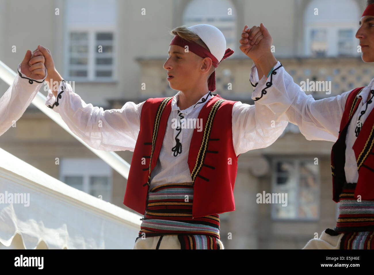 Members of folk group Albanian Culture Society from Cegrane, Macedonia ...