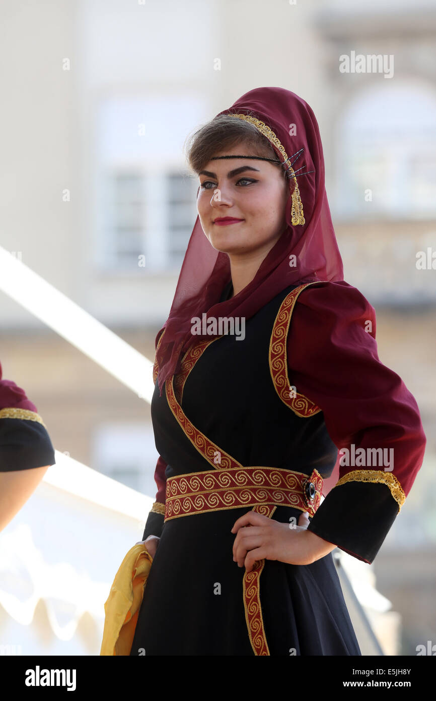 Members of folk group Albanian Culture Society from Cegrane, Macedonia ...