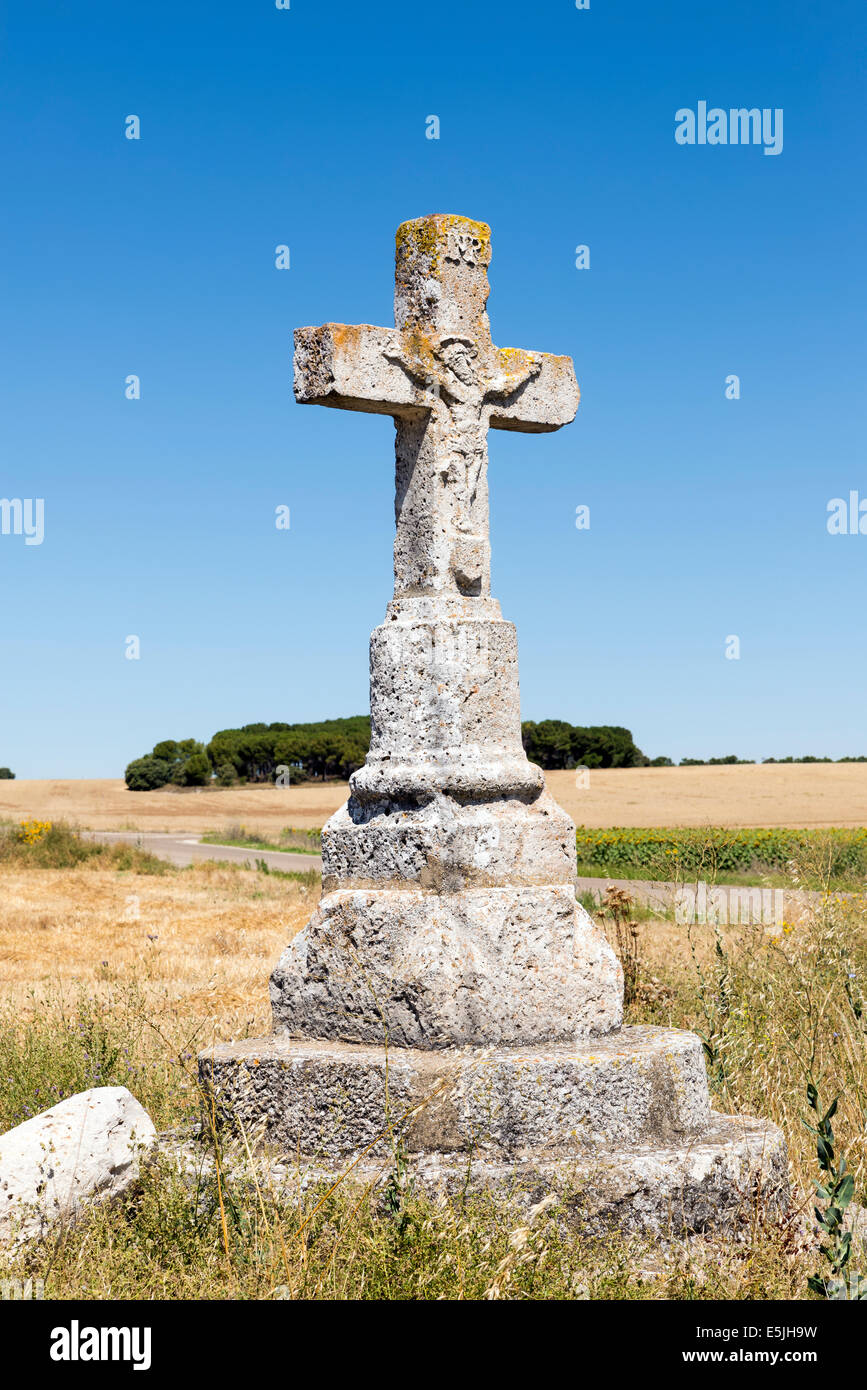 stone crucifix in a crossroads in Castile, Spain Stock Photo - Alamy