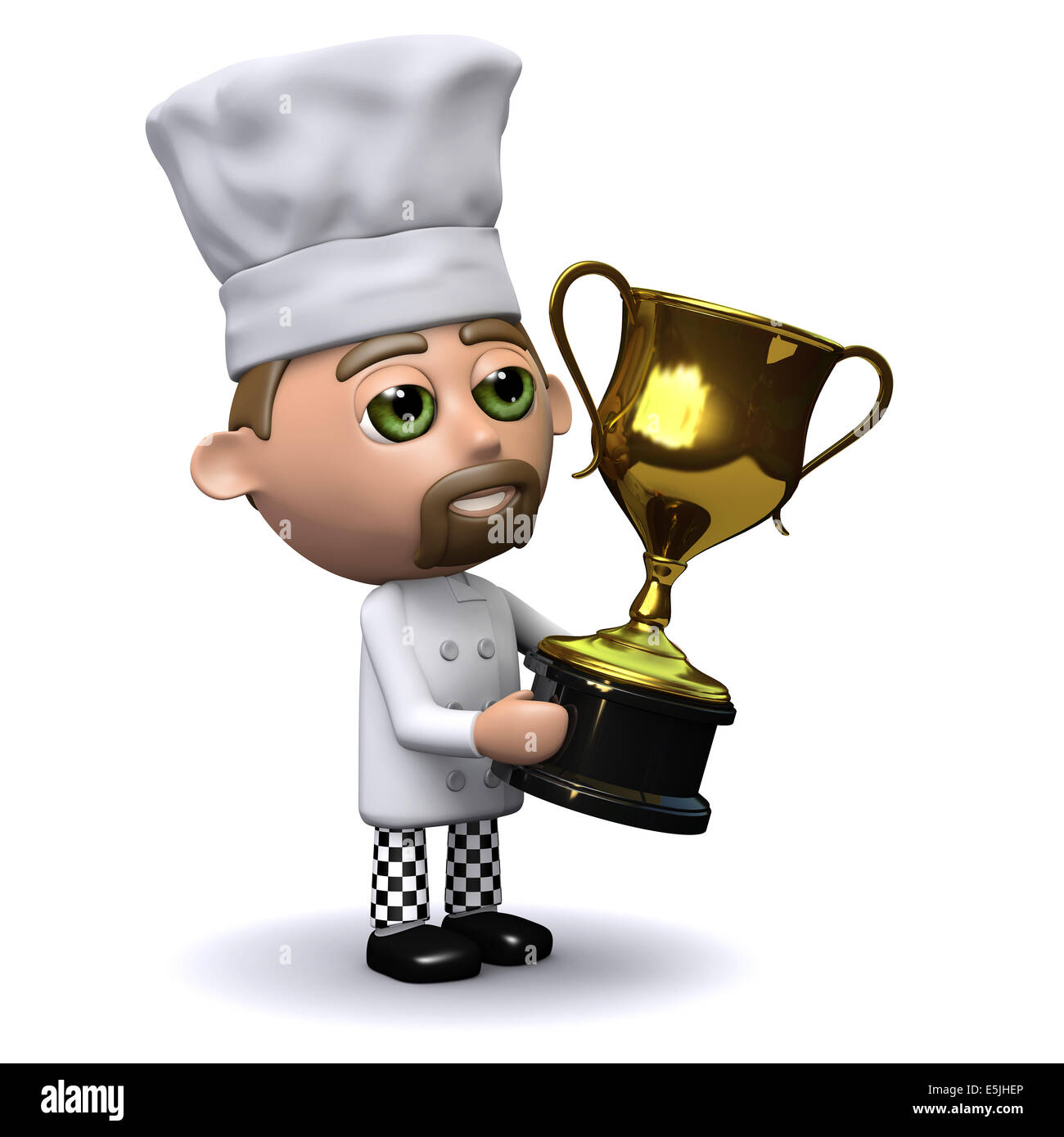 3d render of a chef holding up a gold cup Stock Photo - Alamy