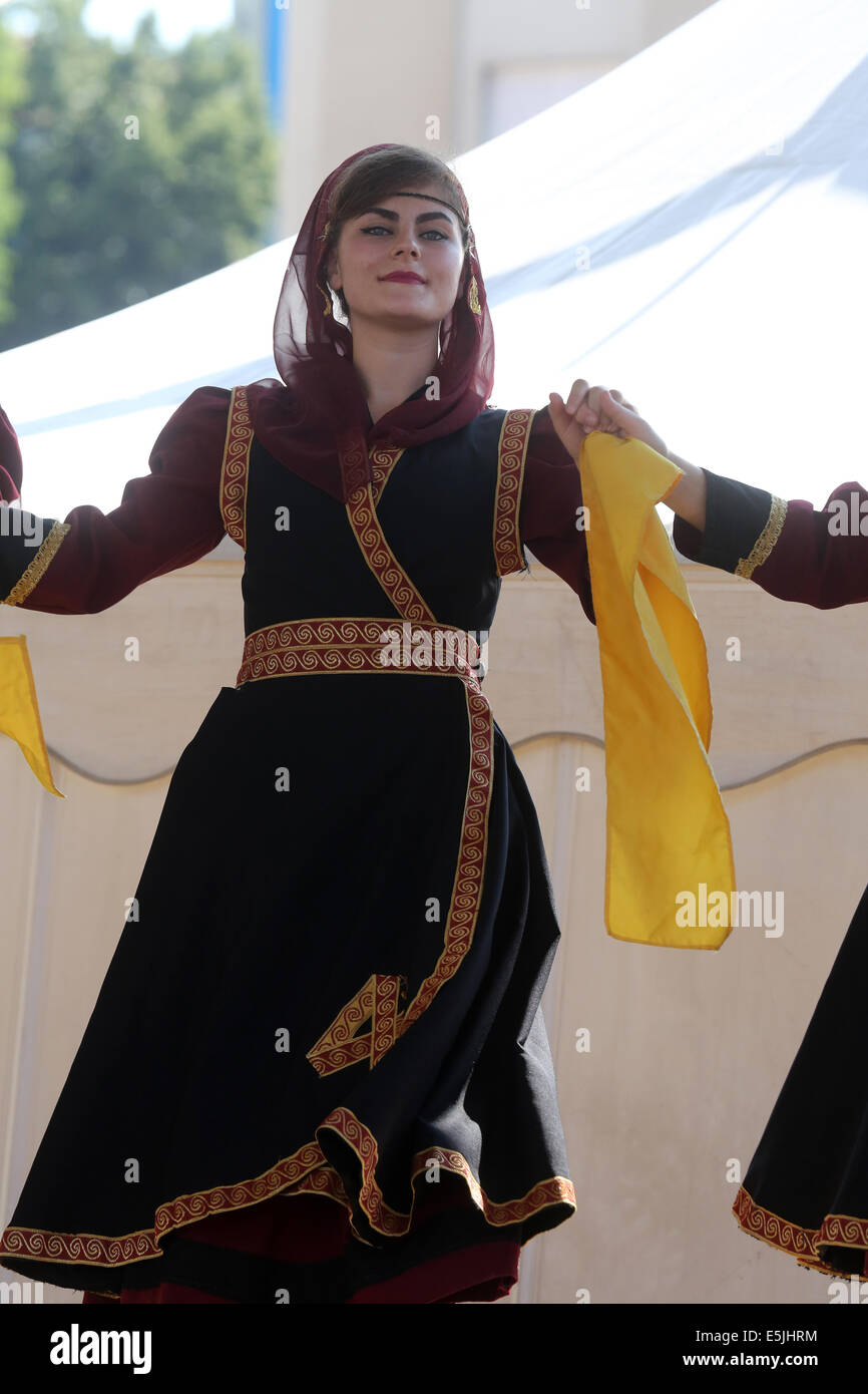Members of folk group Albanian Culture Society from Cegrane, Macedonia ...