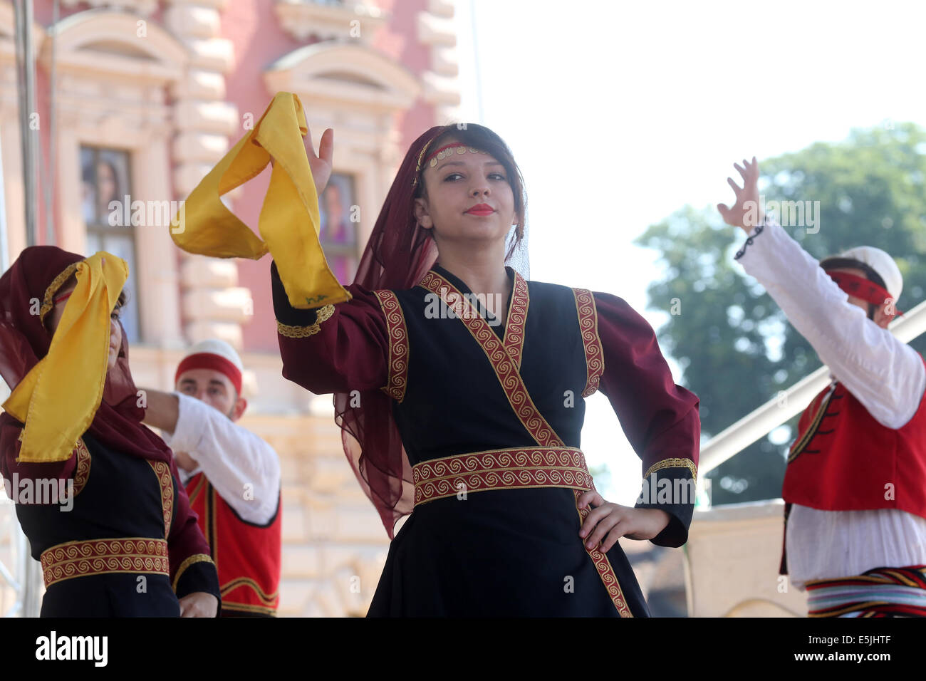 Members of folk group Albanian Culture Society from Cegrane, Macedonia ...