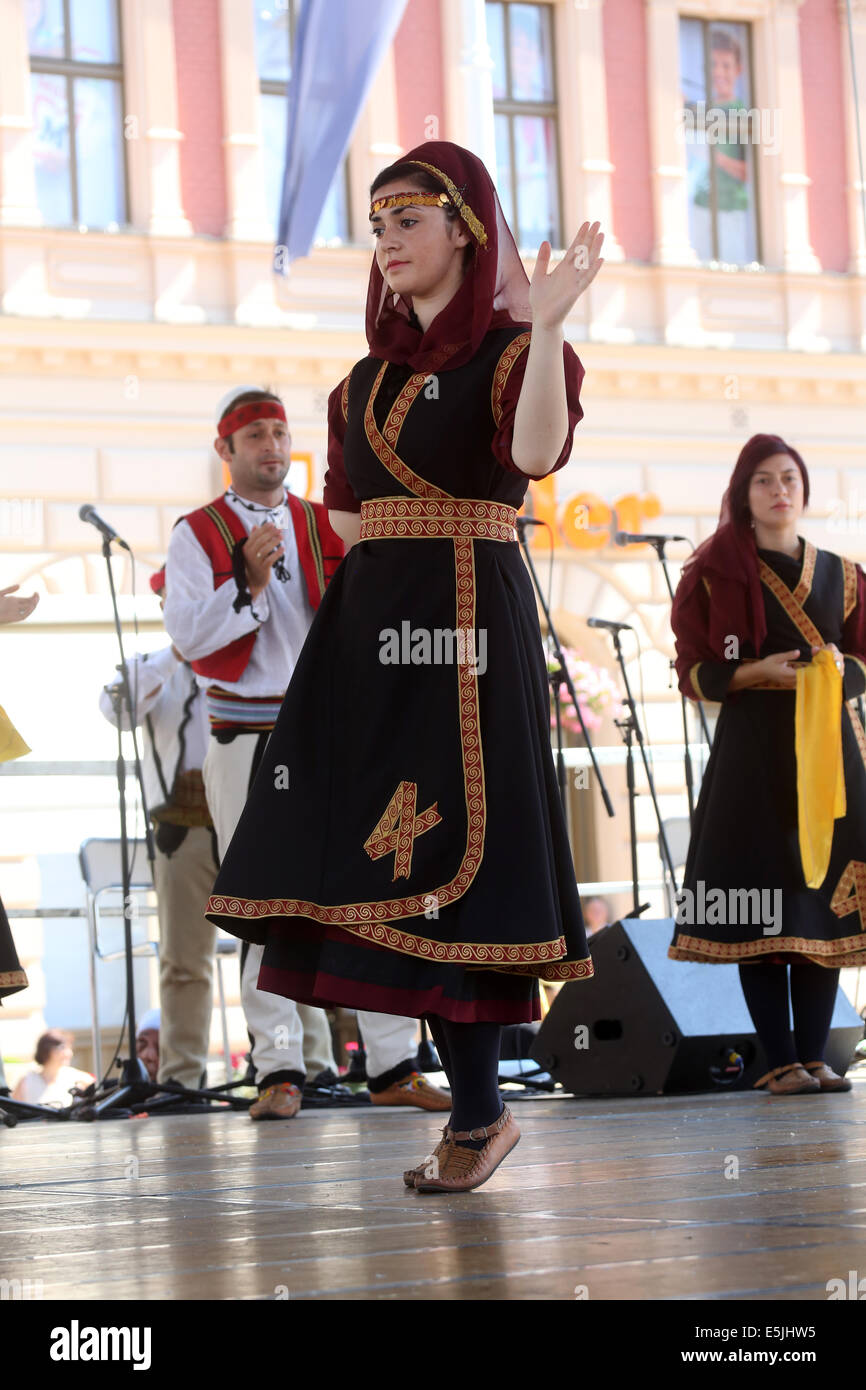 Members of folk group Albanian Culture Society from Cegrane, Macedonia ...