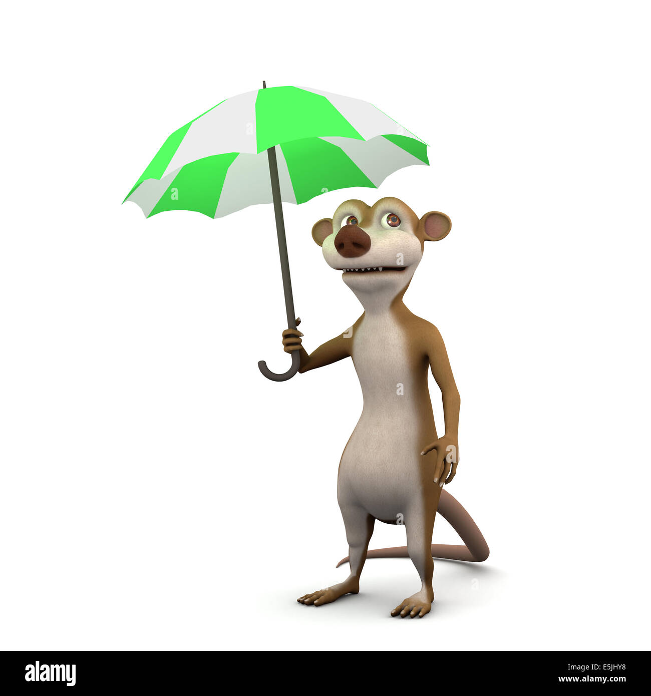 3d render of a cartoon weasel under an umbrella Stock Photo - Alamy