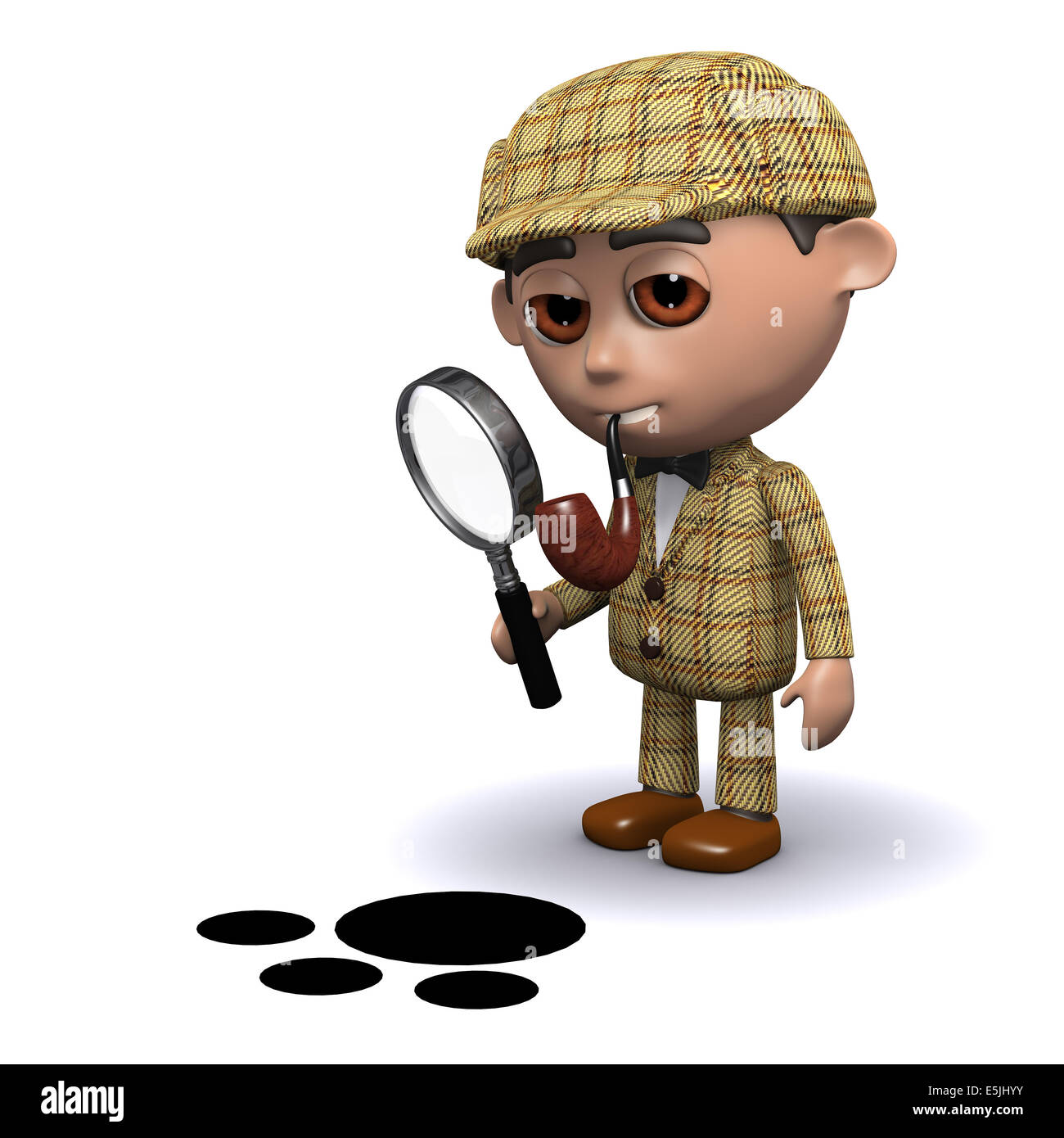 3d render of Sherlock using a magnifying glass to track something Stock ...