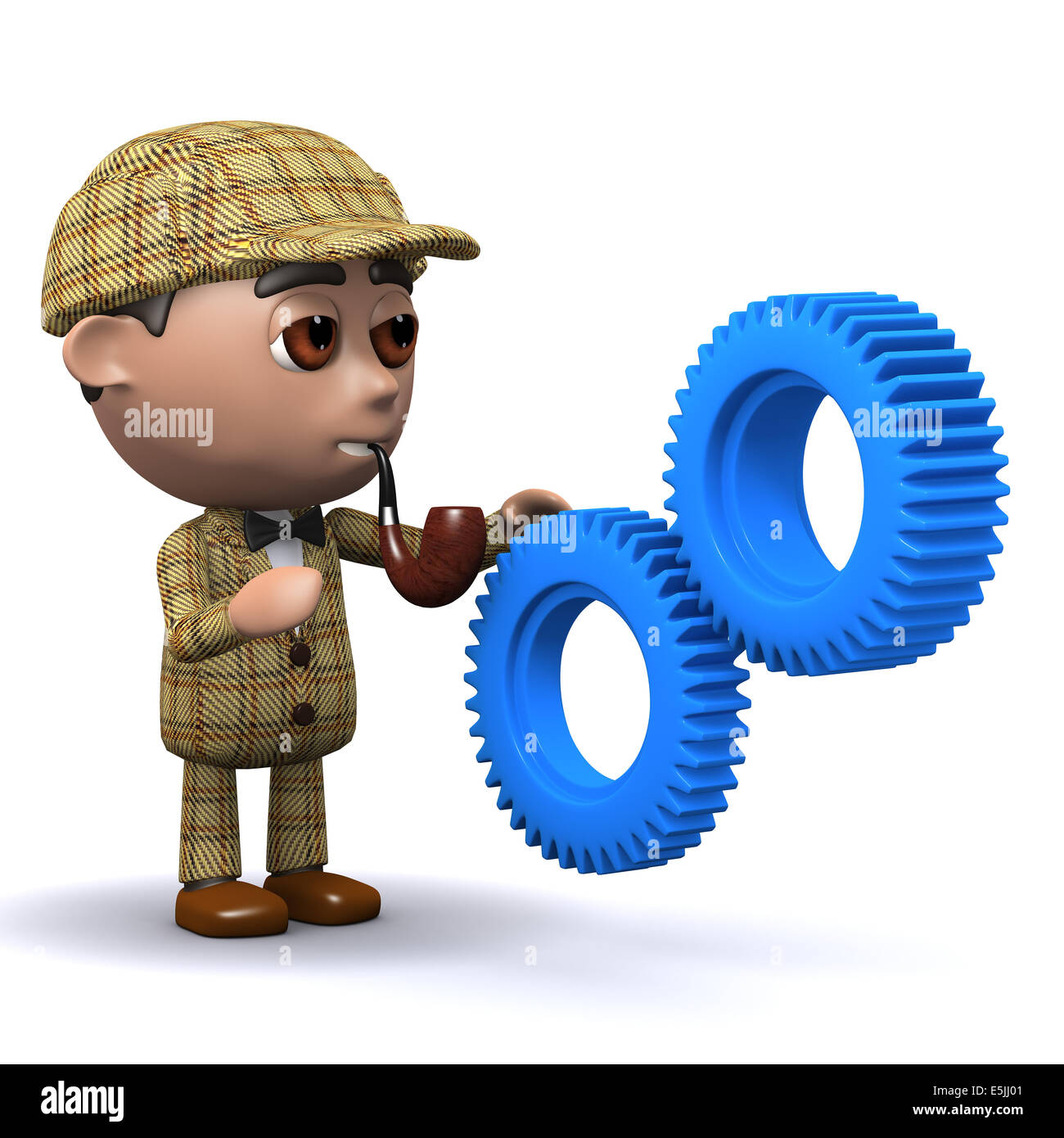 3d render of Sherlock investigating some cogs Stock Photo - Alamy