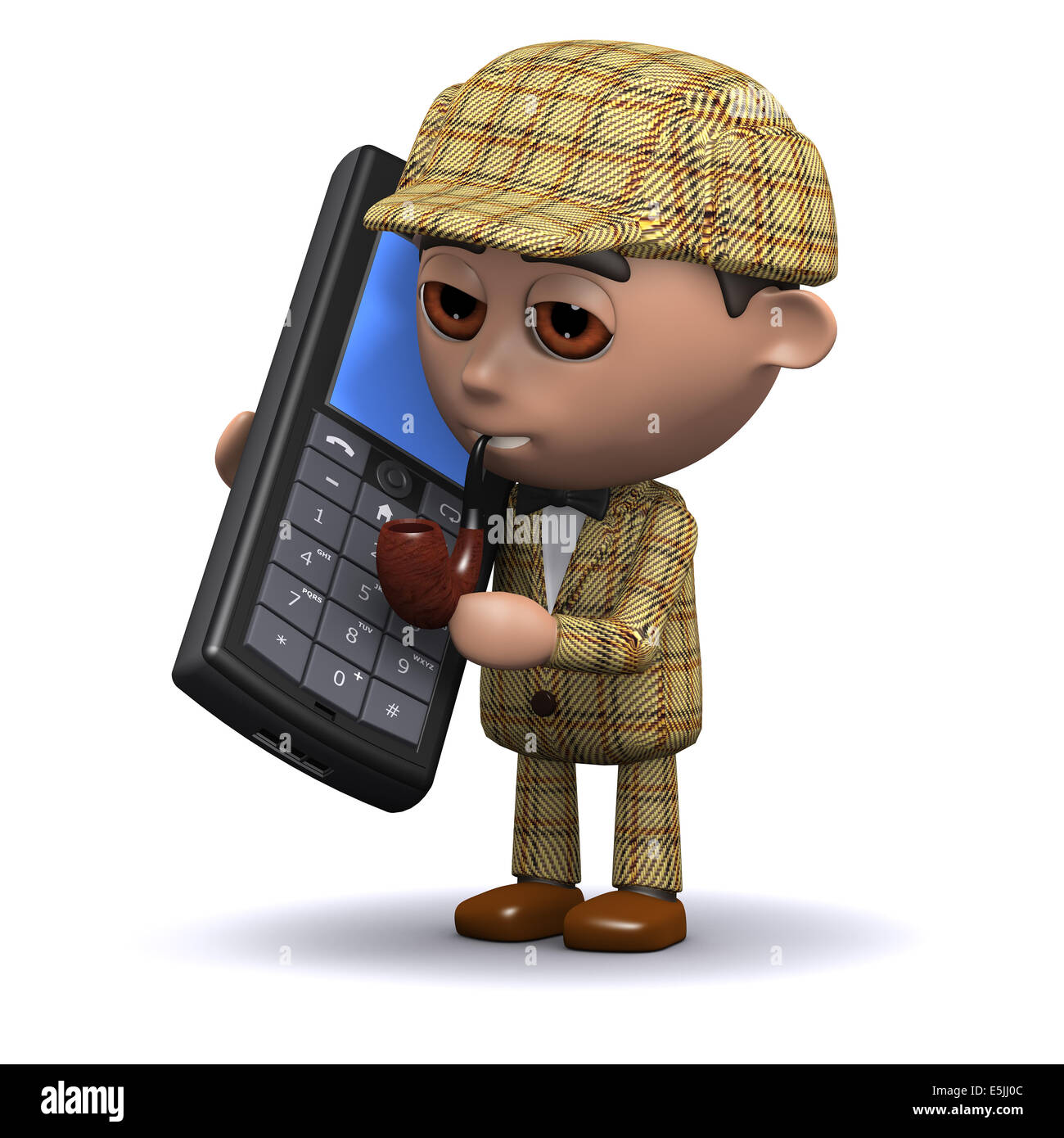 3d render of Sherlock chatting on a mobile phone Stock Photo - Alamy