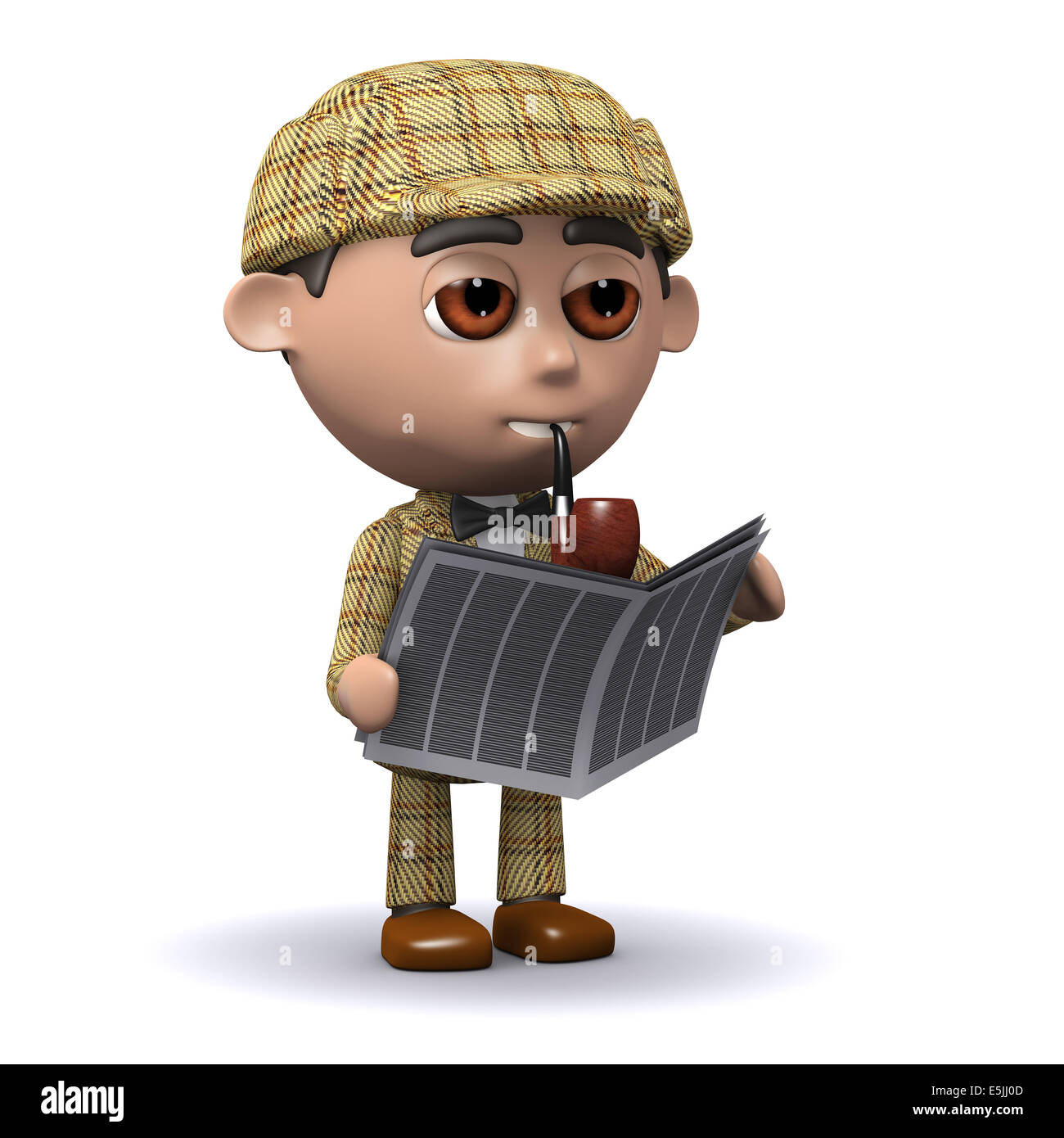 3d render of Sherlock reading the newspaper Stock Photo - Alamy