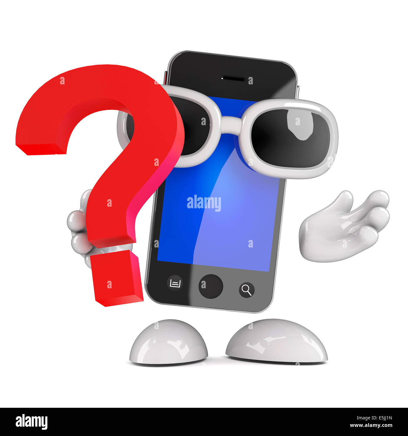 3d render of a smartphone character holding a question mark Stock Photo ...