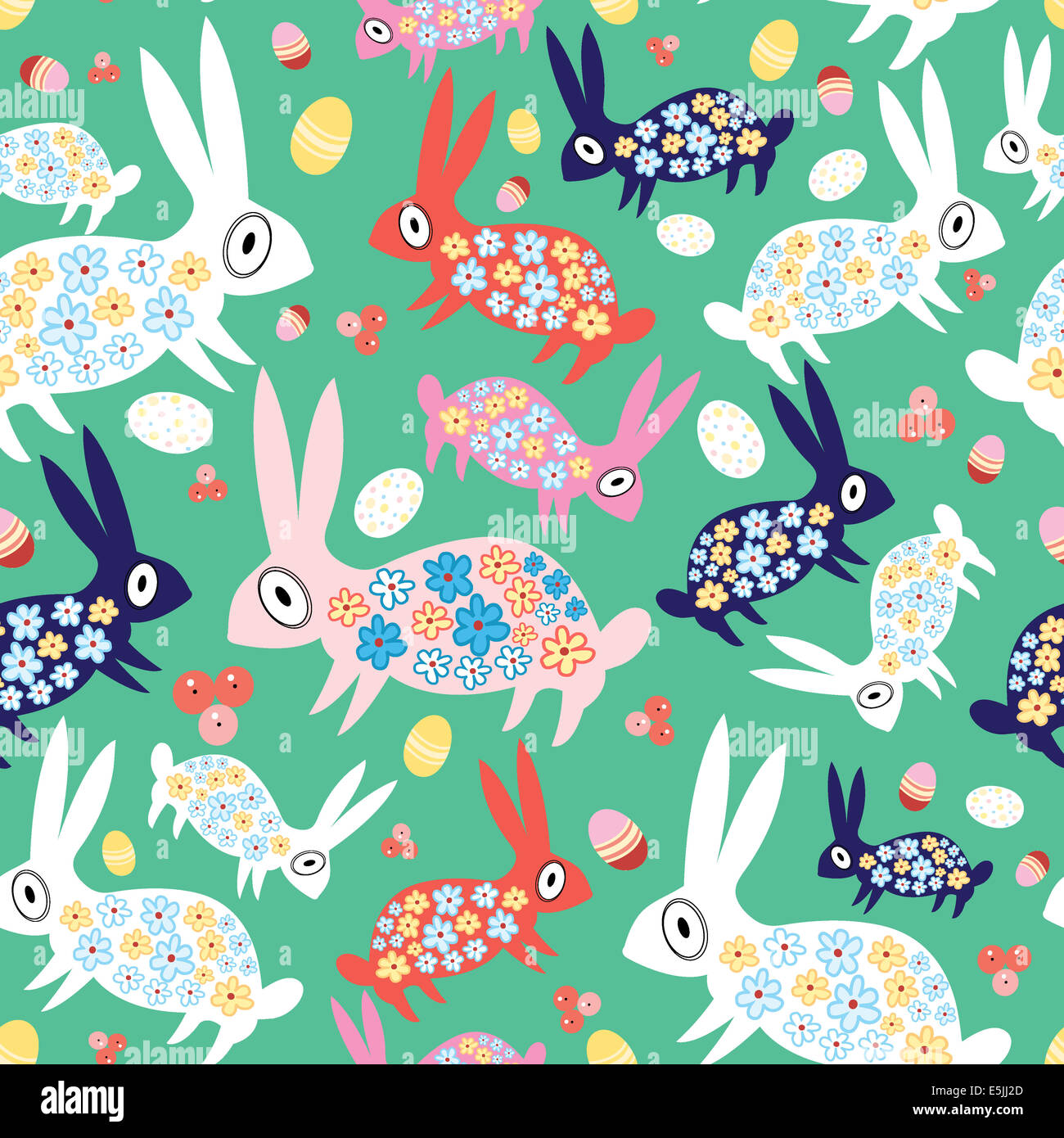 seamless pattern of colorful easter rabbits and eggs Stock Photo - Alamy