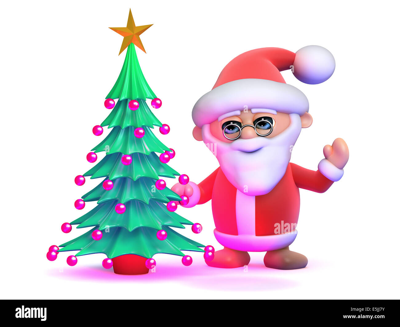 3d render of Santa Claus and a Christmas tree Stock Photo - Alamy
