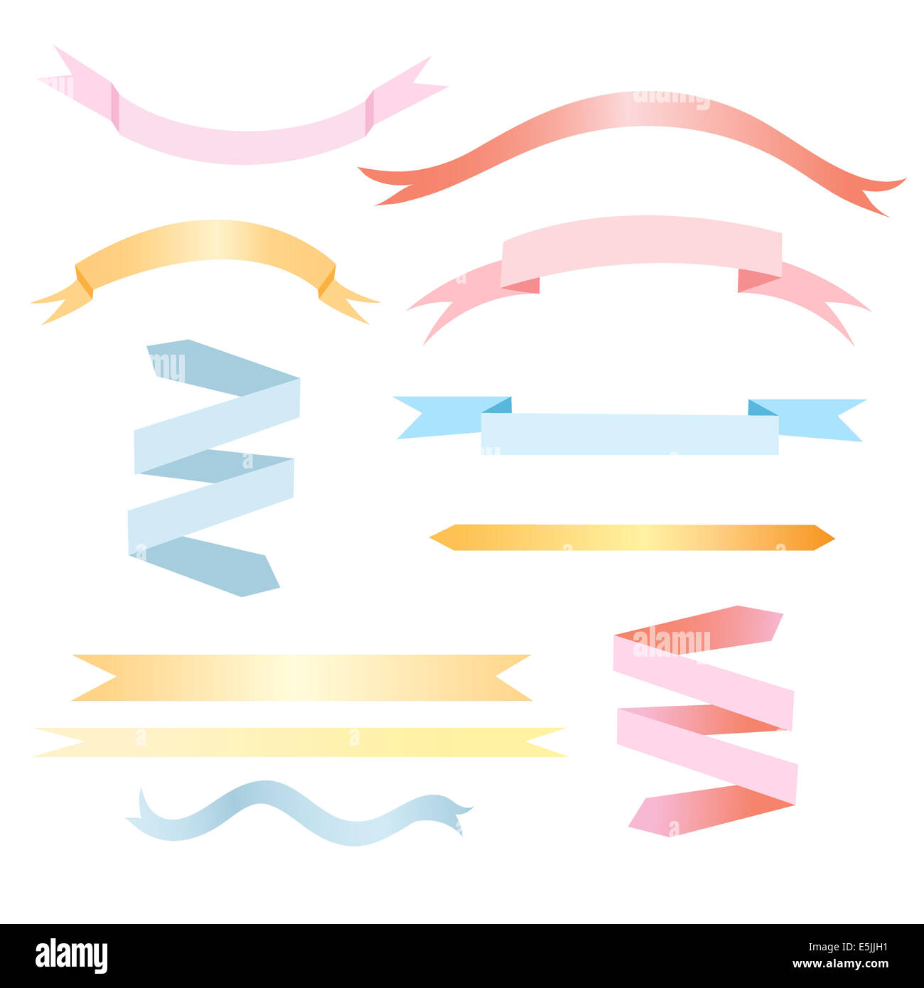 set of colored ribbon labels on white background Stock Photo - Alamy