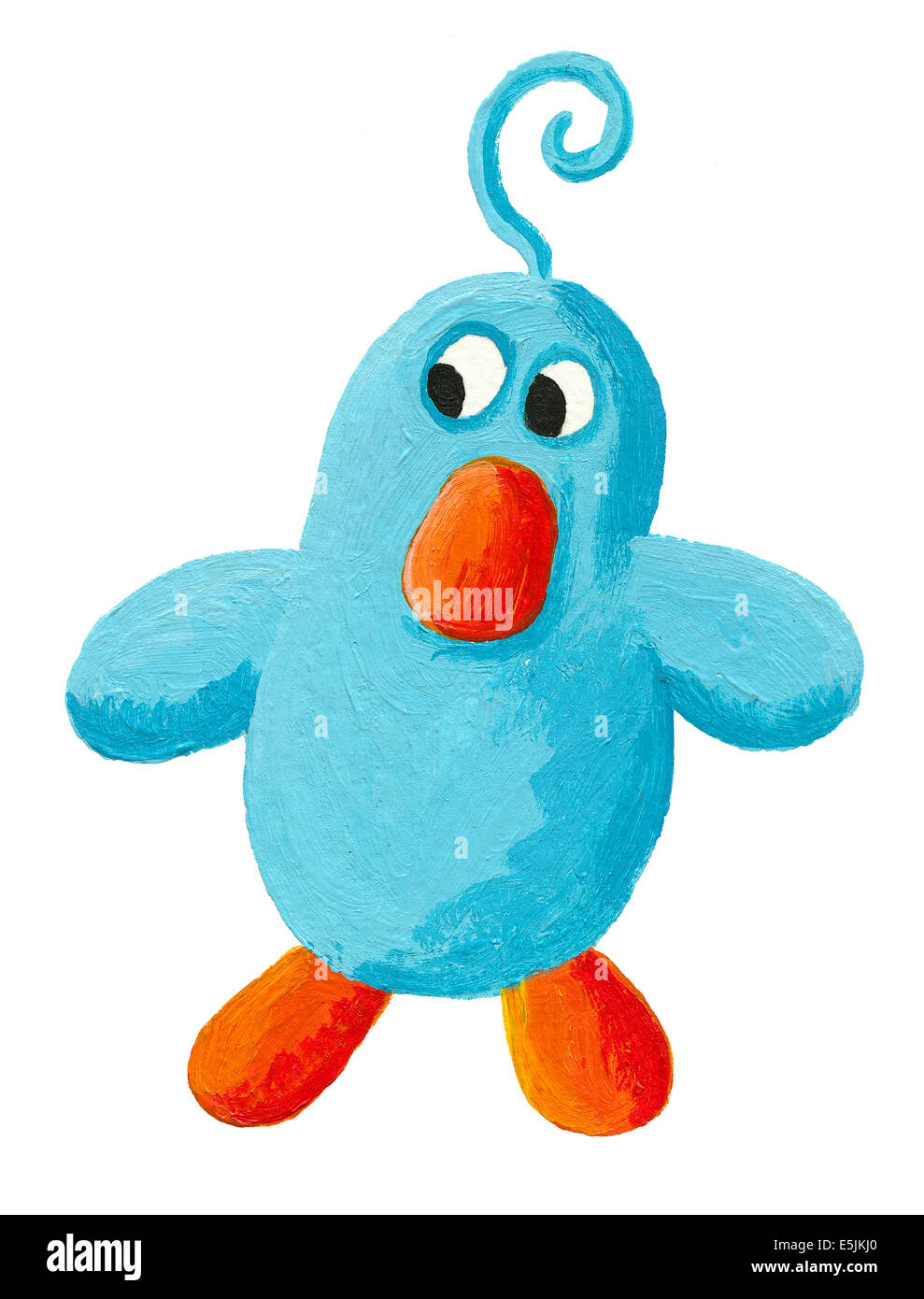 Acrylic illustration of funny blue bird Stock Photo - Alamy