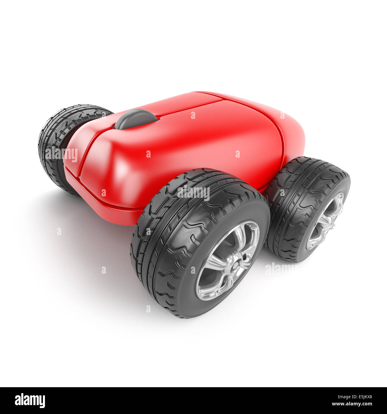 3d render of a red computer mouse on wheels Stock Photo - Alamy