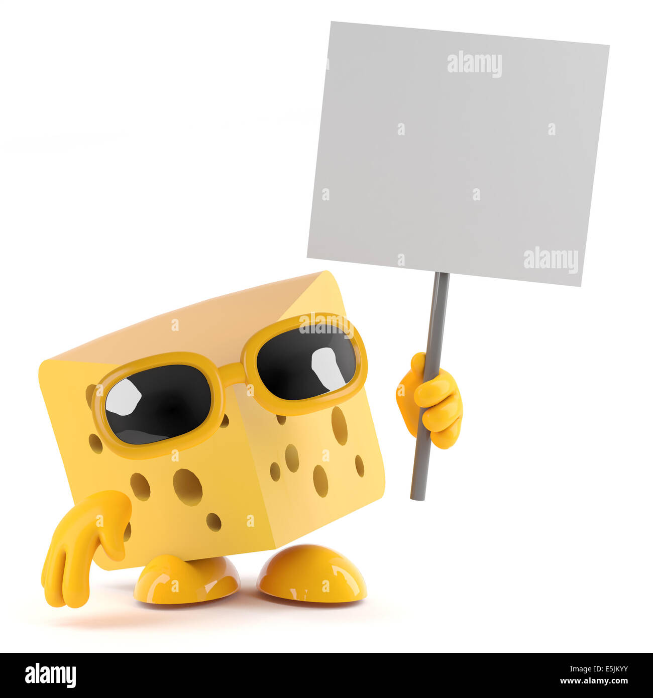 3d render of a cheese character holding a placard Stock Photo - Alamy