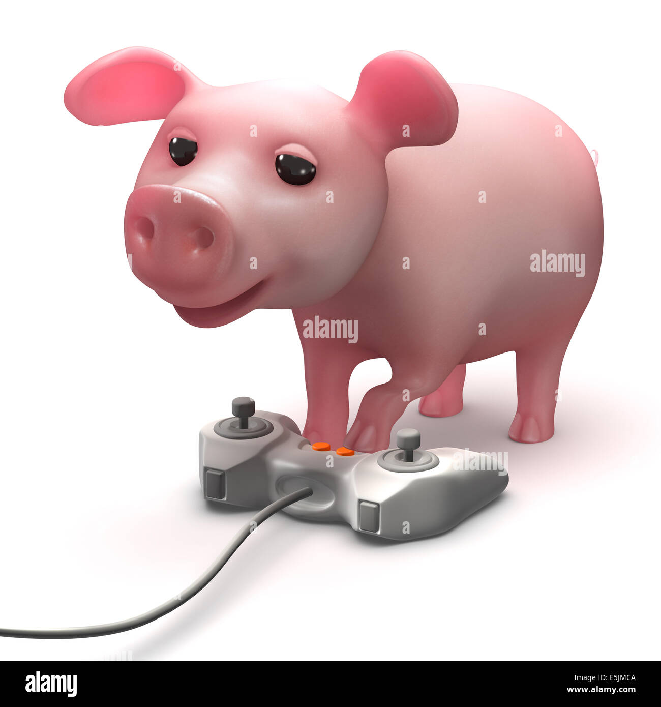 3d render of a piglet playing a video game Stock Photo - Alamy