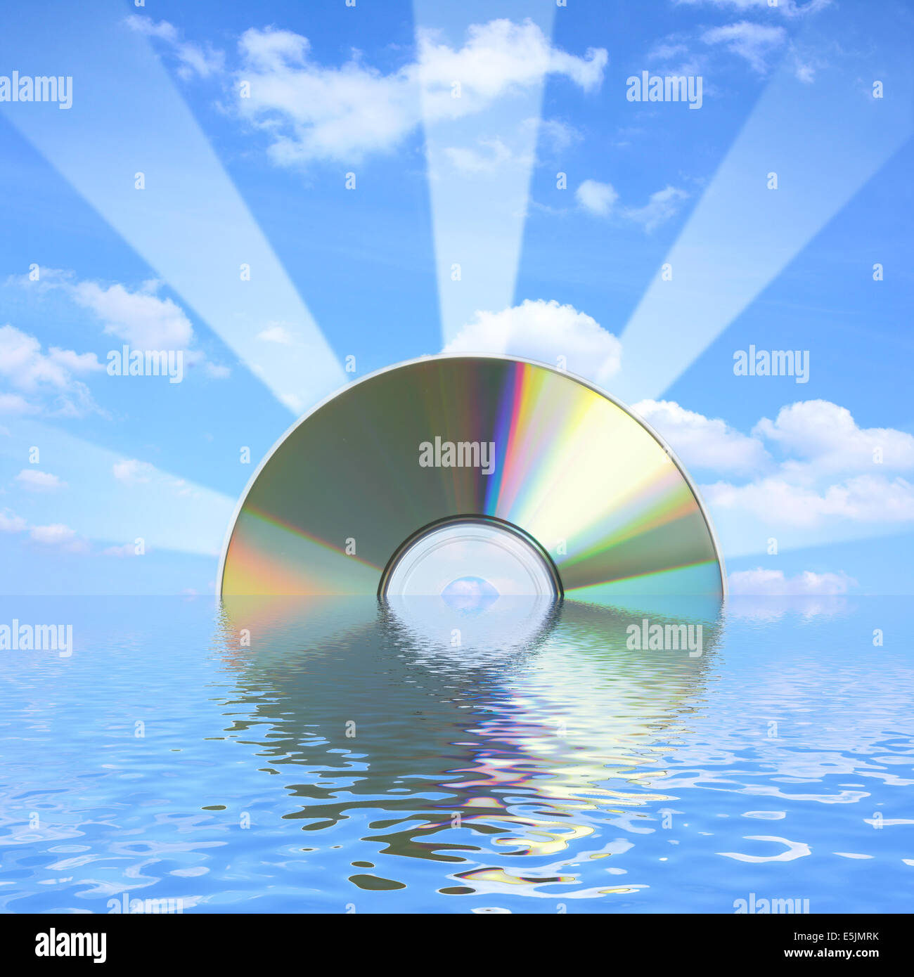 Surreal sunrise - compact disc rise over sea Stock Photo - Alamy