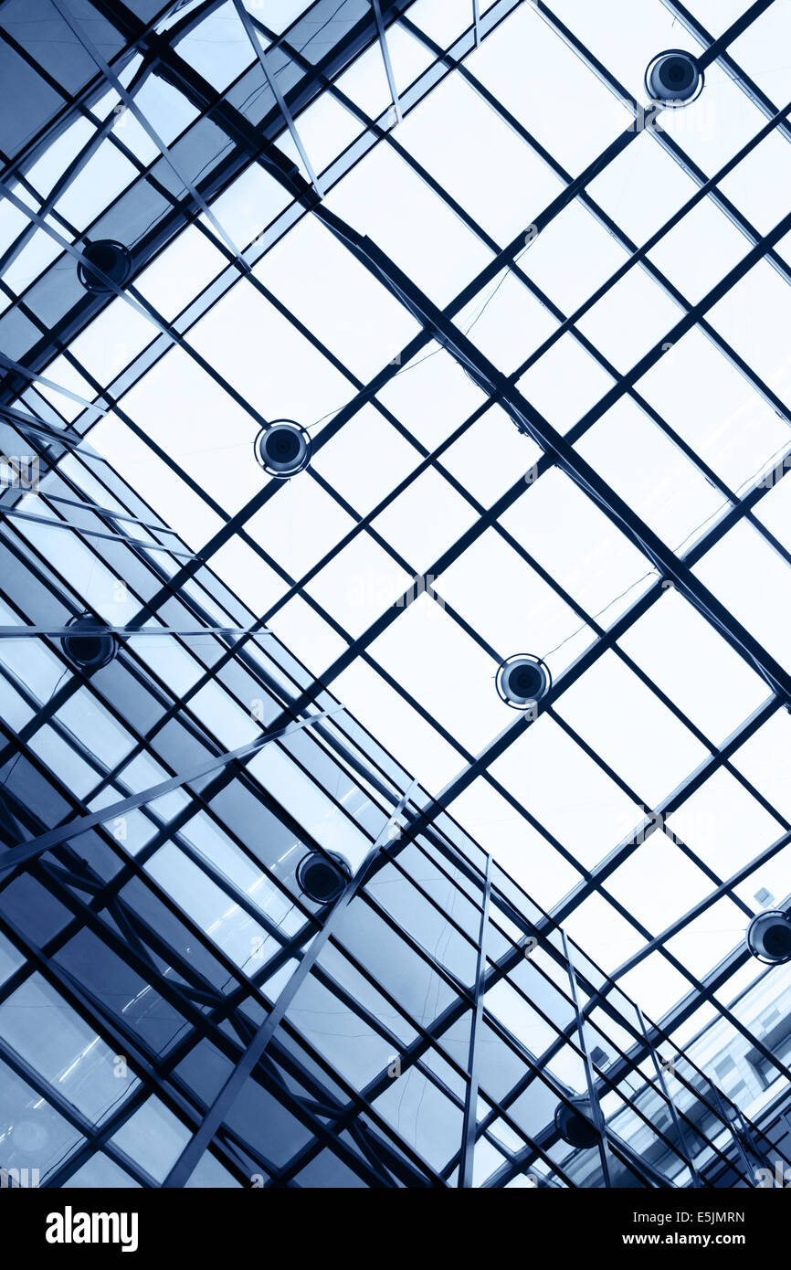 Transparent ceiling of office building, may be used as background Stock ...