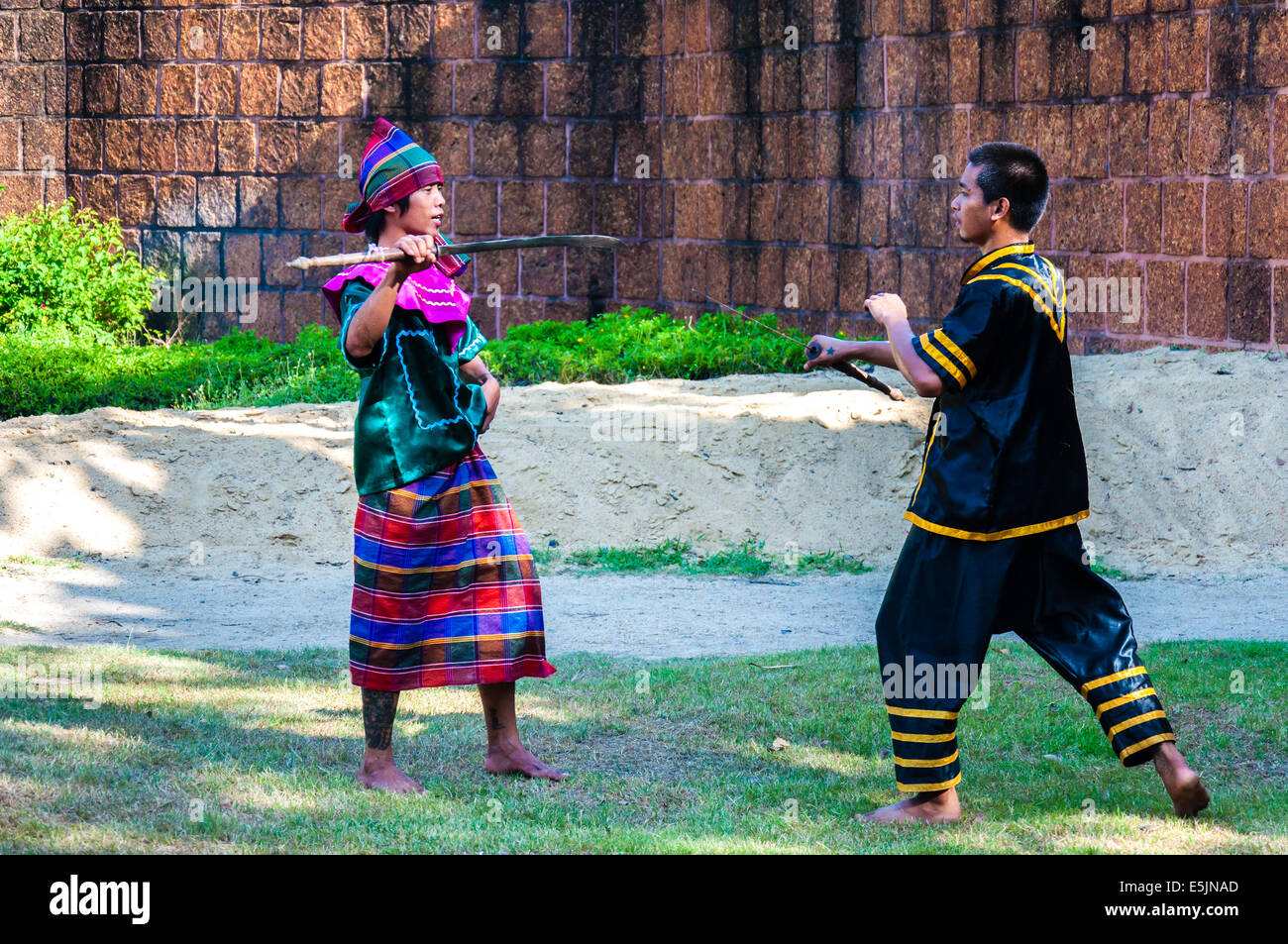 Fighters exercise for Thai traditional martial art demonstration in ...