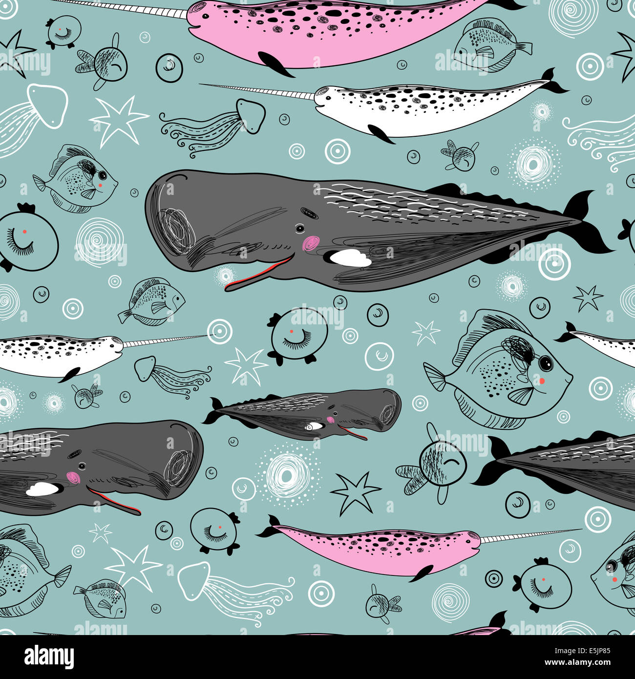 Cute Whale Characters Stock Photo - Alamy