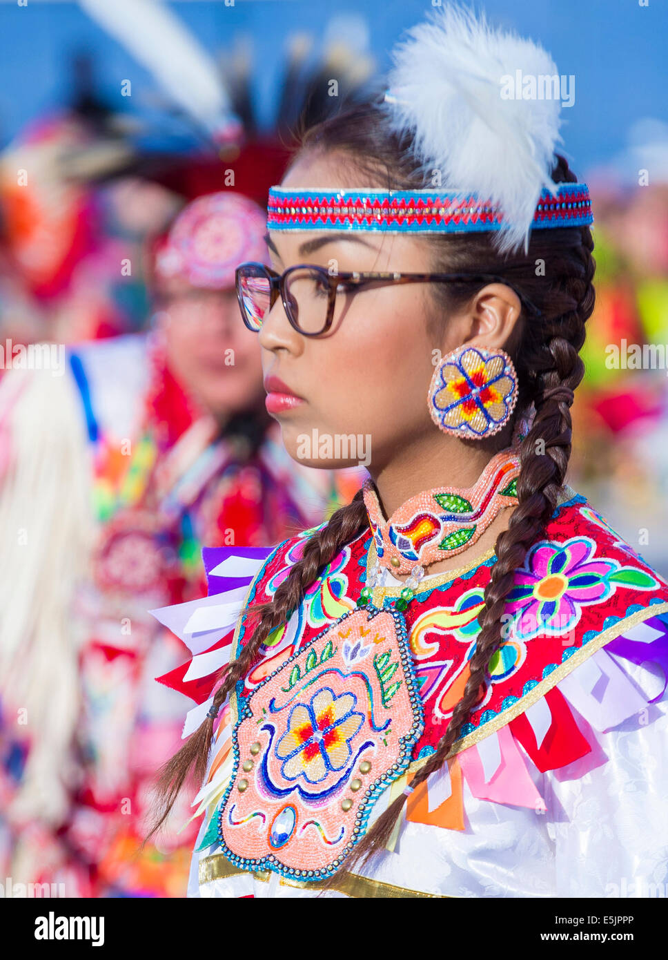 Native American woman takes part at the 25th Annual Paiute Tribe Pow ...