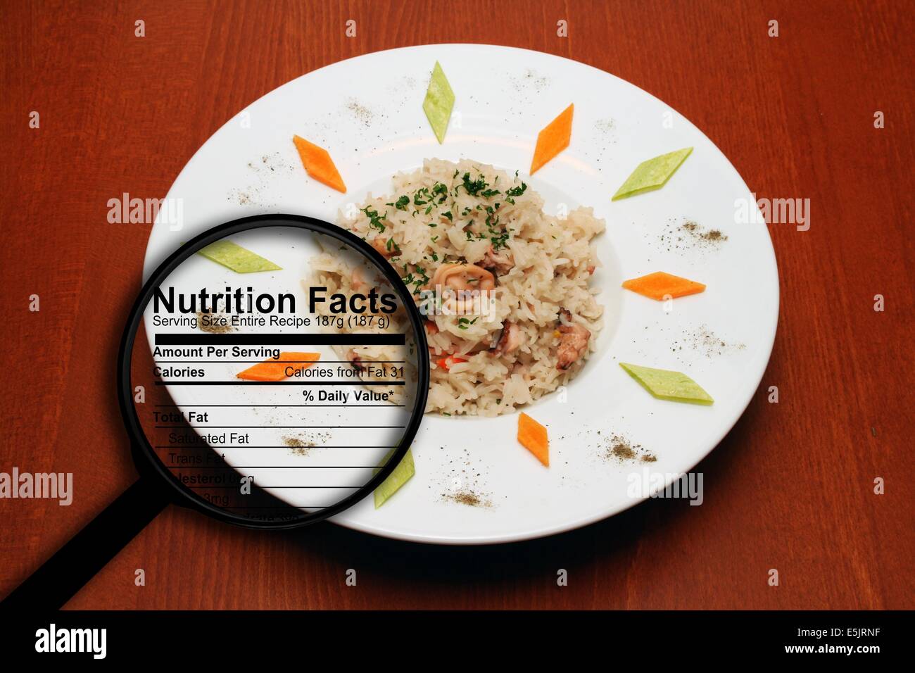Nutrition facts rice Stock Photo - Alamy