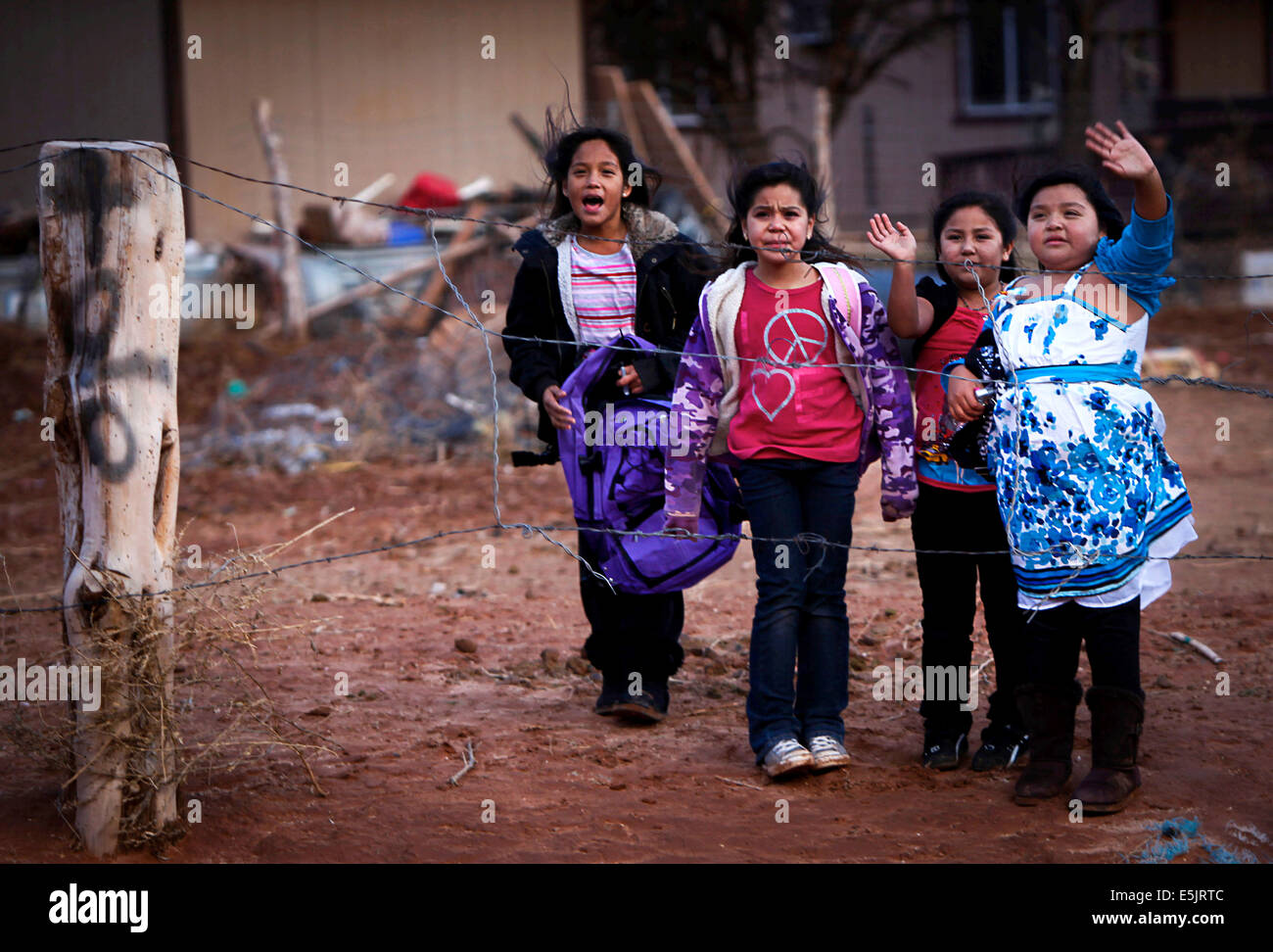 Young girls of the Havasupai tribe wave goodbye to US Marines after ...