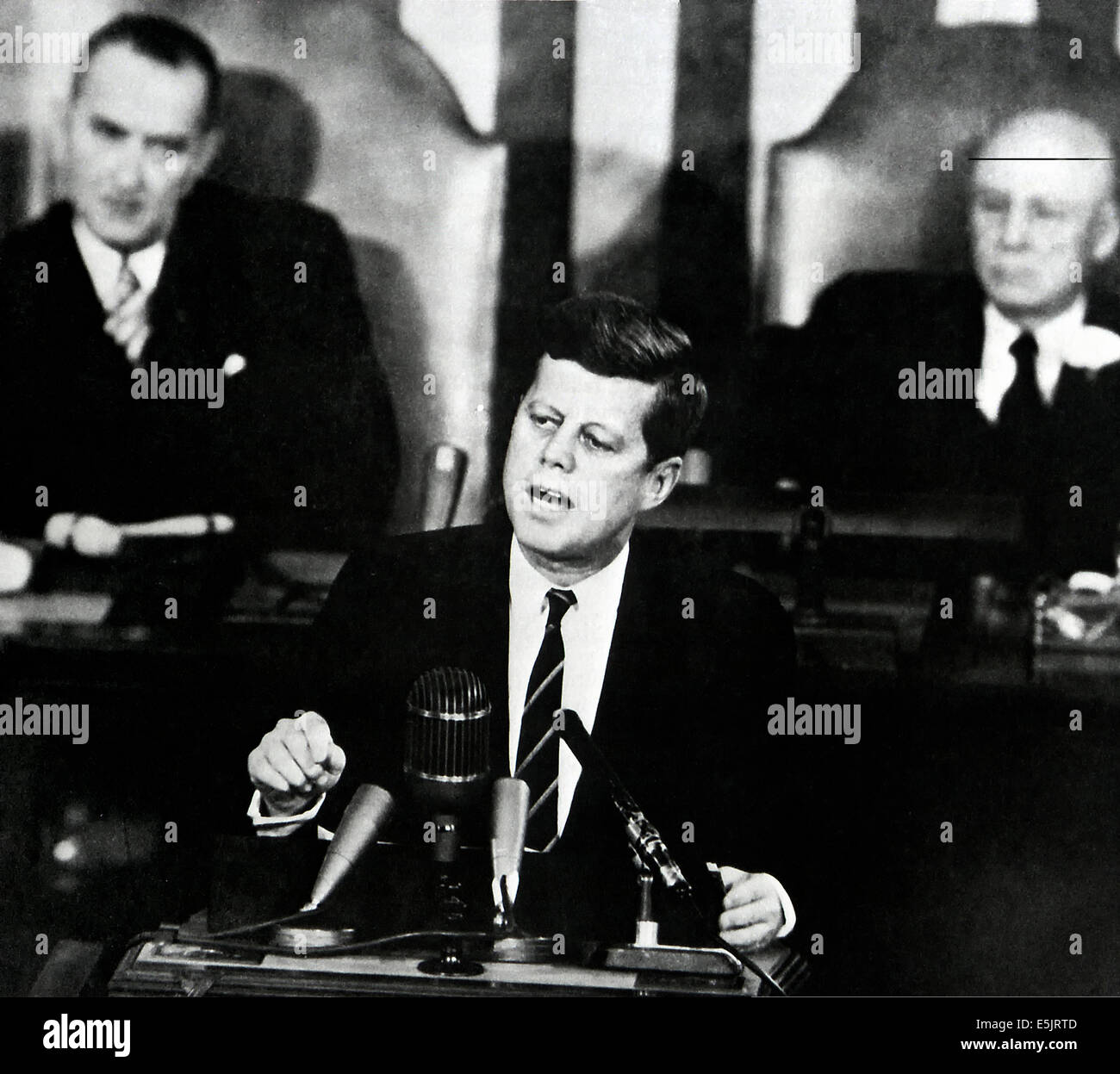 US President John F. Kennedy addressing a joint session of Congress ...