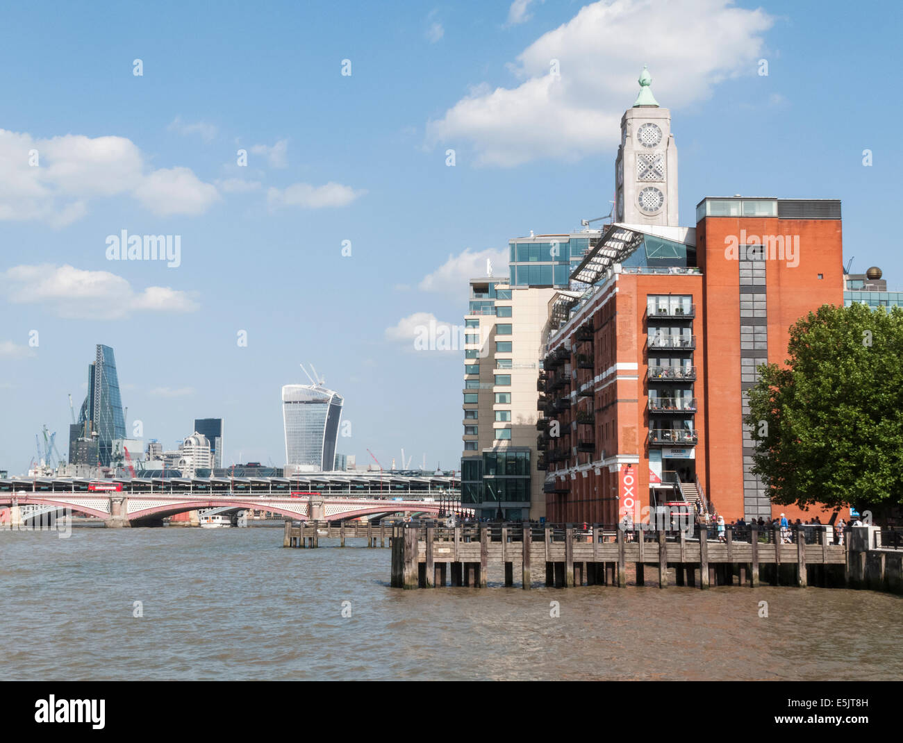 Oxo Tower, an art deco building on the south bank of the River Thames ...