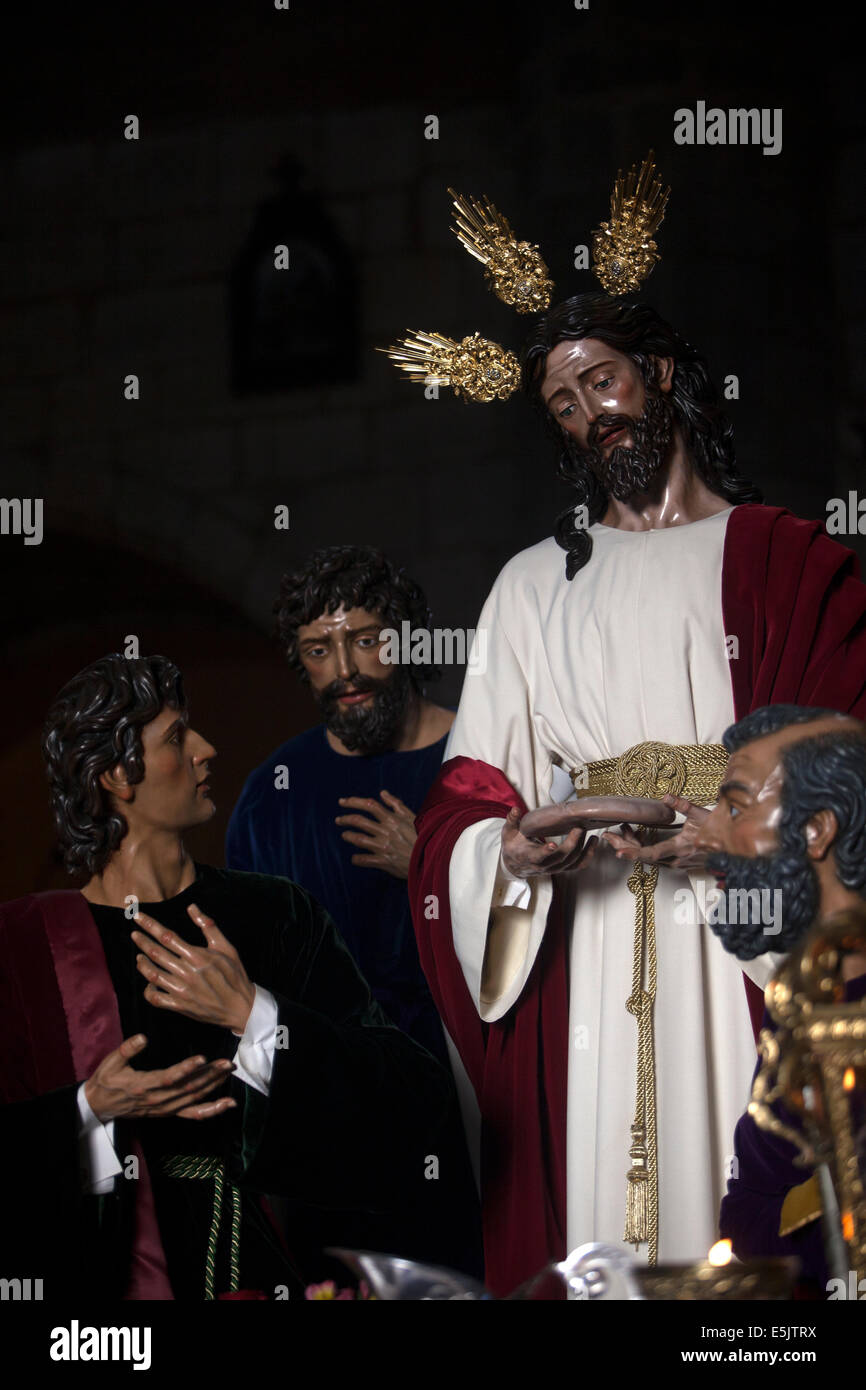 Sculptures of Jesus Christ and the apostles are displayed during Easter ...