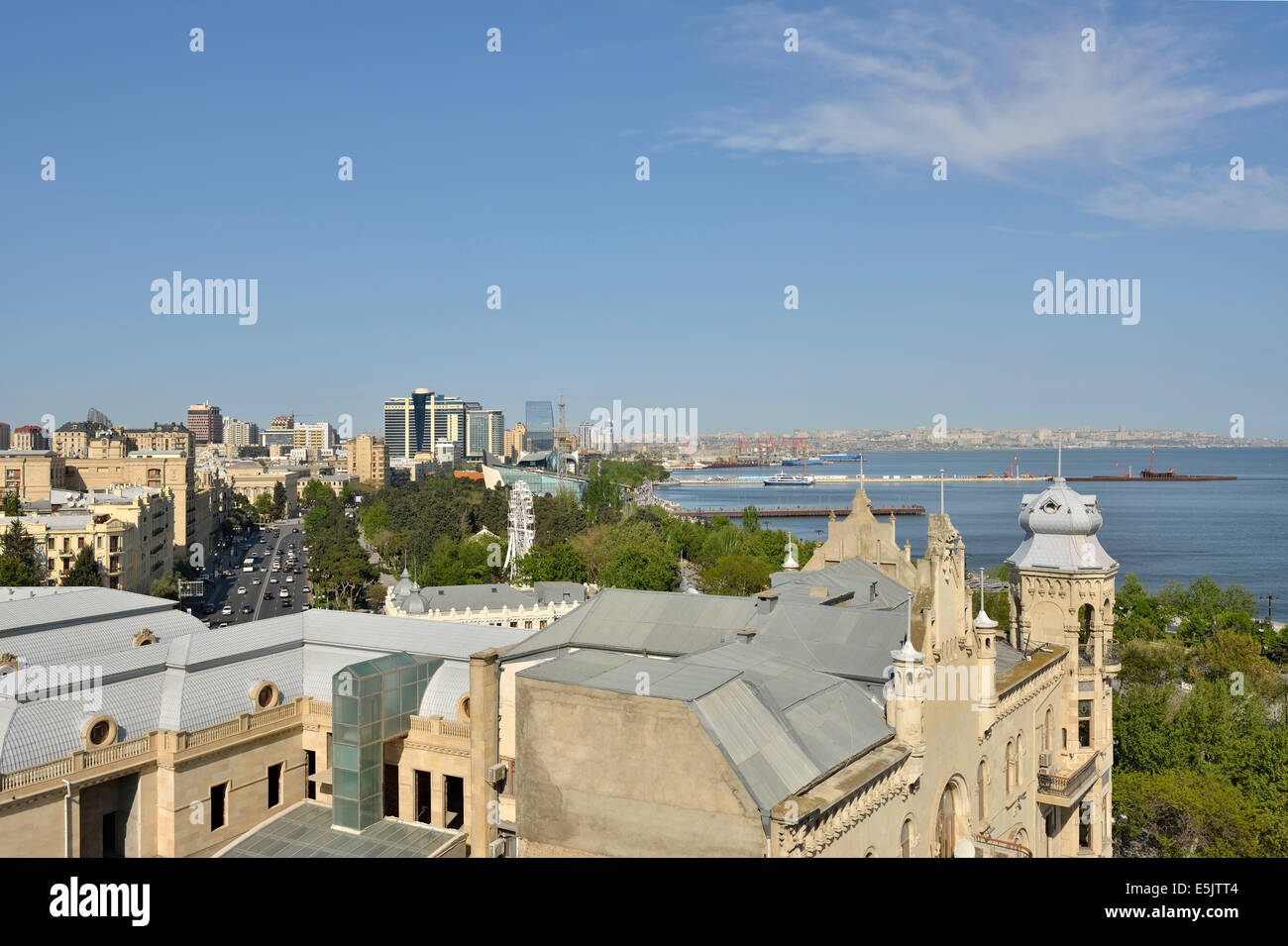 View towards the Baku Bay from the Maiden Tower, Baku, Azerbaijan Stock ...