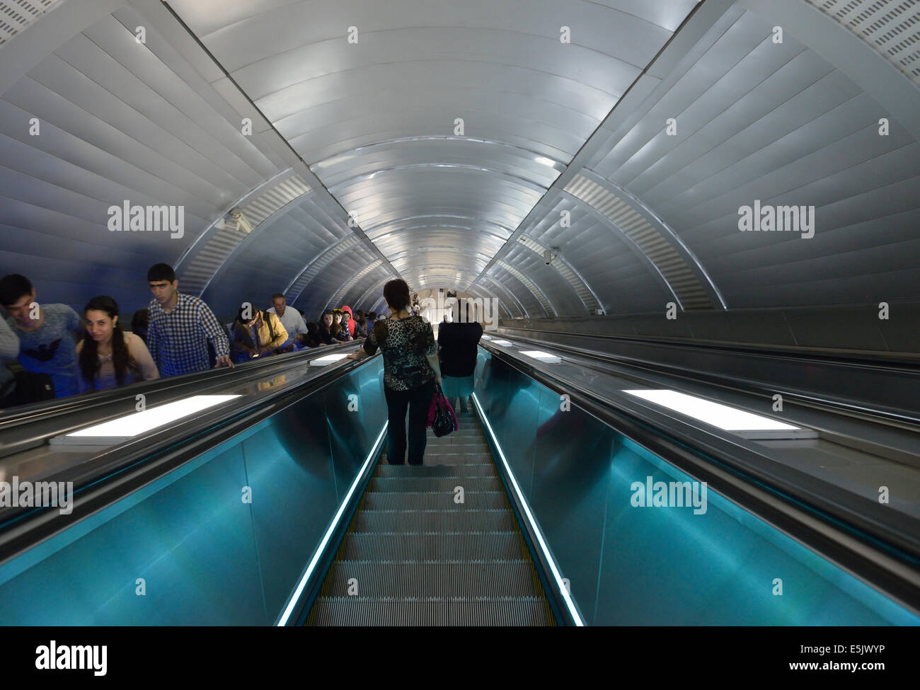 Metro escalator, Baku, Azerbaijan Stock Photo - Alamy