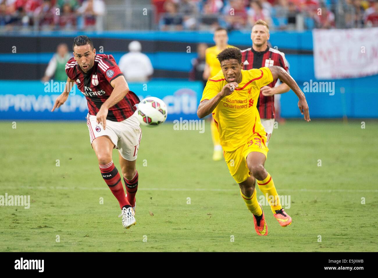 Usa. 2nd Aug, 2014. AC Milan Defender ADIL RAMI (13) and Liverpool ...