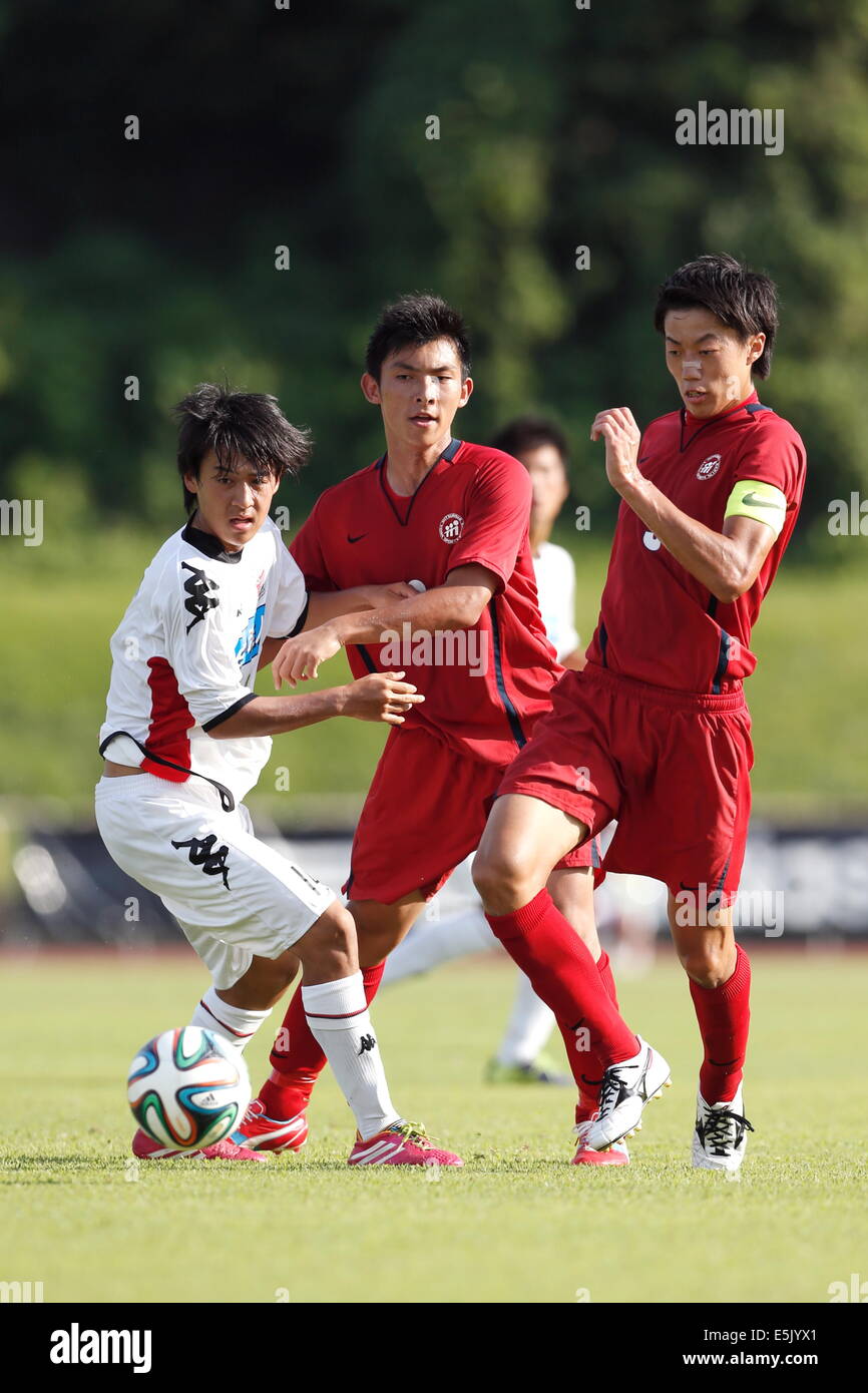 Kanagawa, Japan. 1st Aug, 2014. (L to R) Tomoki Takamine (Consadole ...