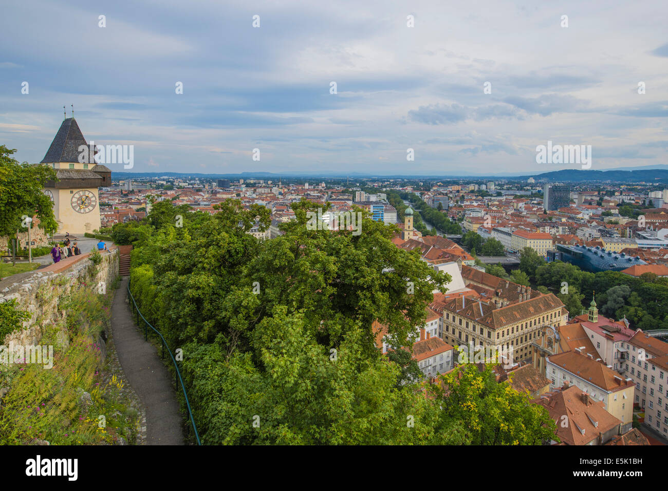 Graz, building Uhrturm, clock tower Stock Photo - Alamy