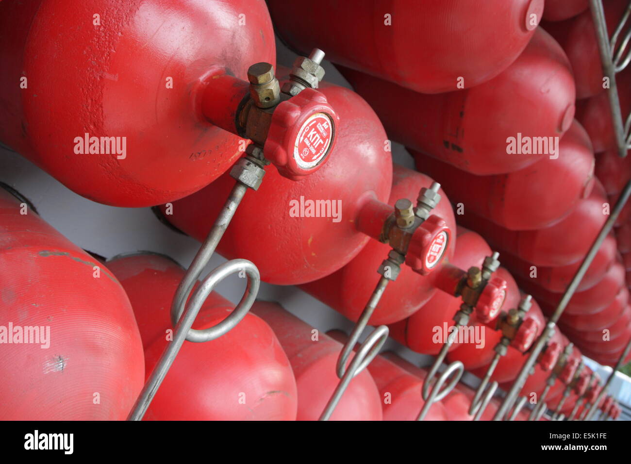 Gas technology in Russia. Mobile Compressor and gas bottles used for ...