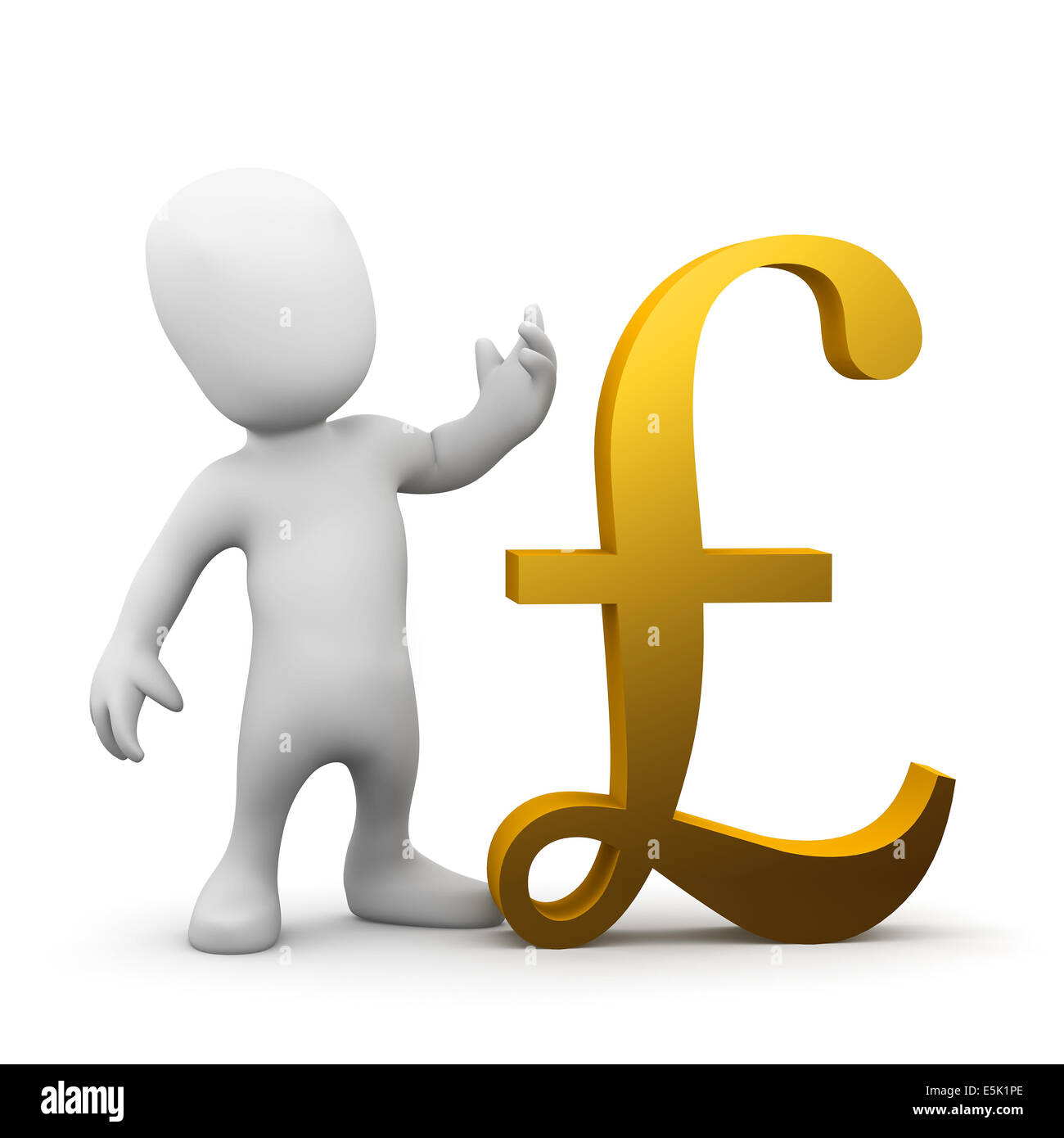 3d render of a little man next to a UK Pound sterling symbol Stock ...