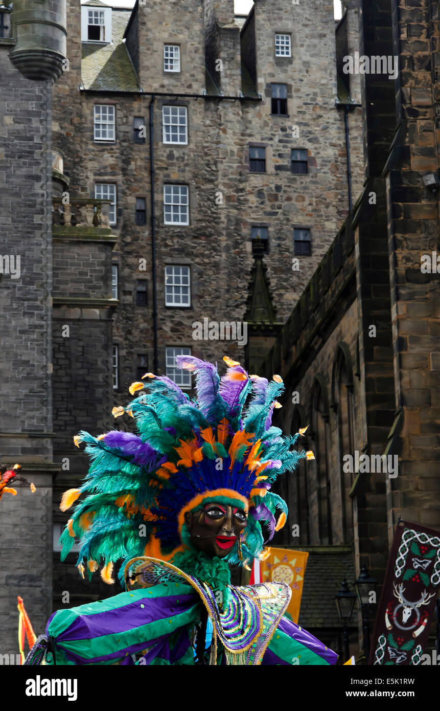 Large colourful character in the parade at the start of the Carnival ...