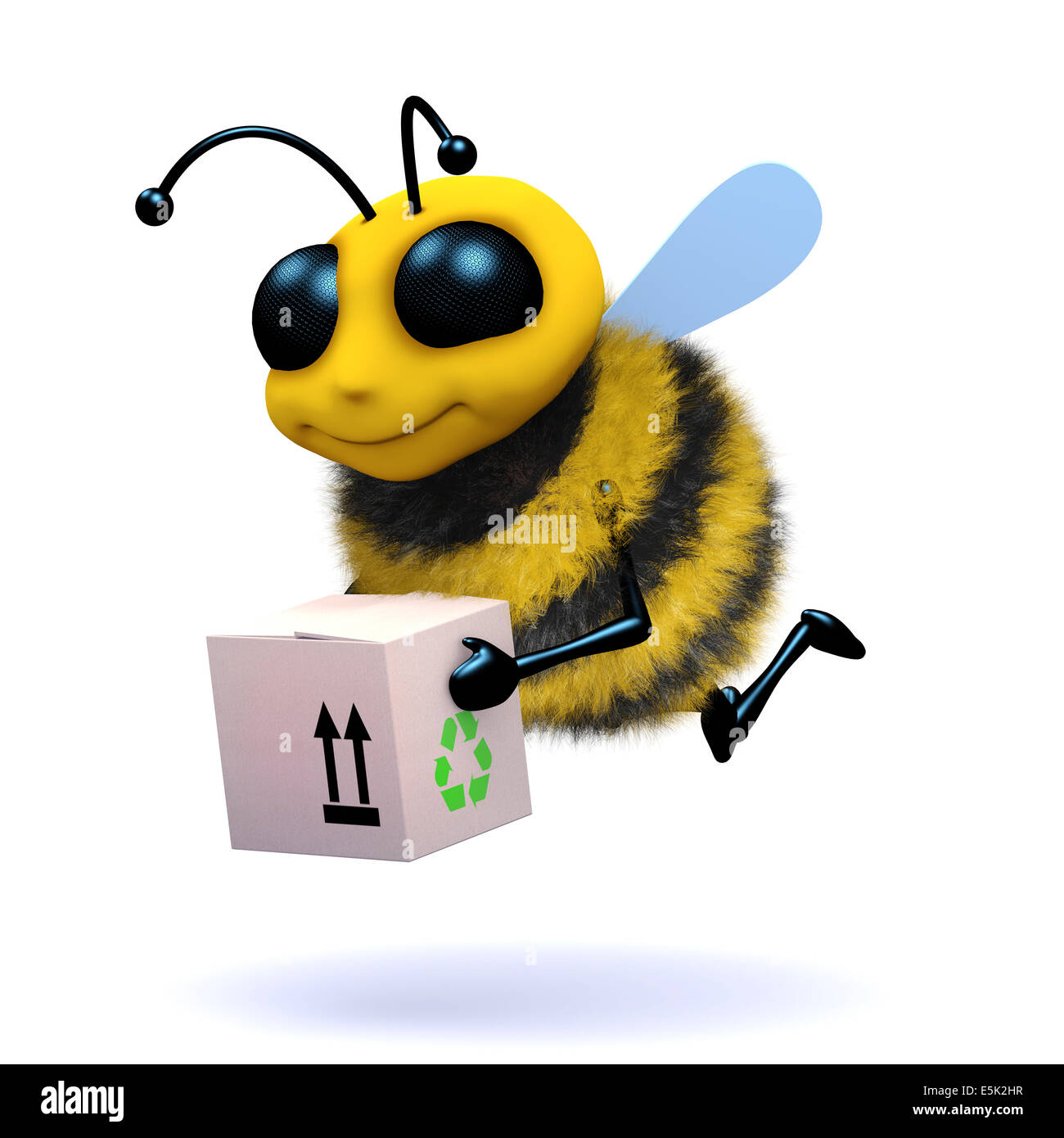 3d render of a honey bee delivering a cardboard box Stock Photo - Alamy