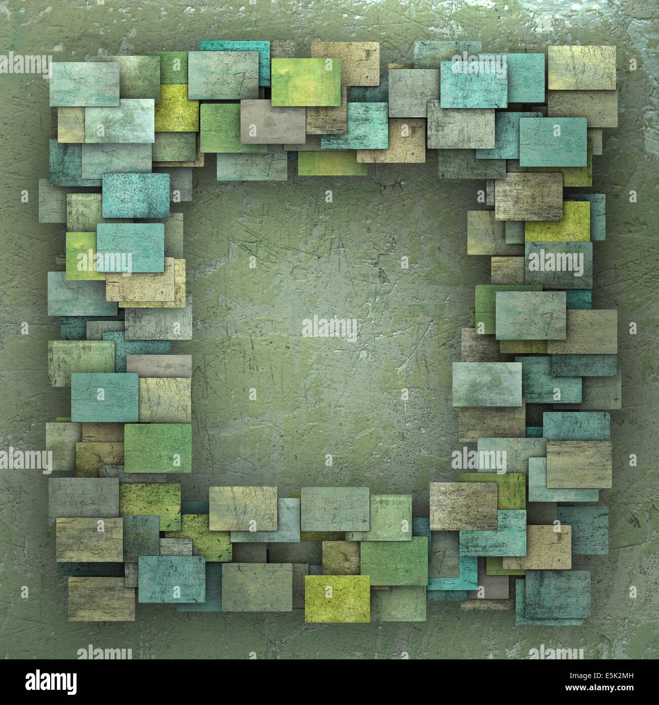 3d green square tile grunge pattern on green grungy wall Stock Photo ...