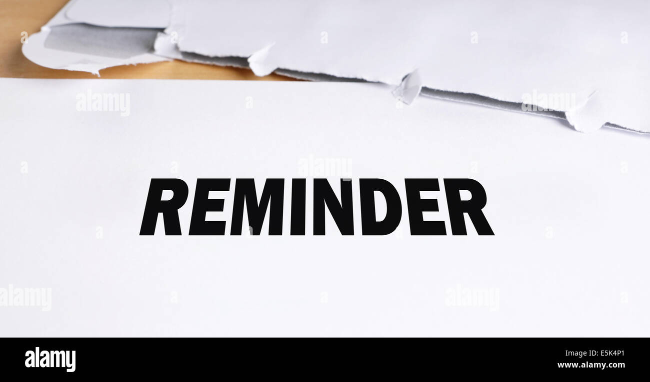 reminder letter opened on desk Stock Photo - Alamy