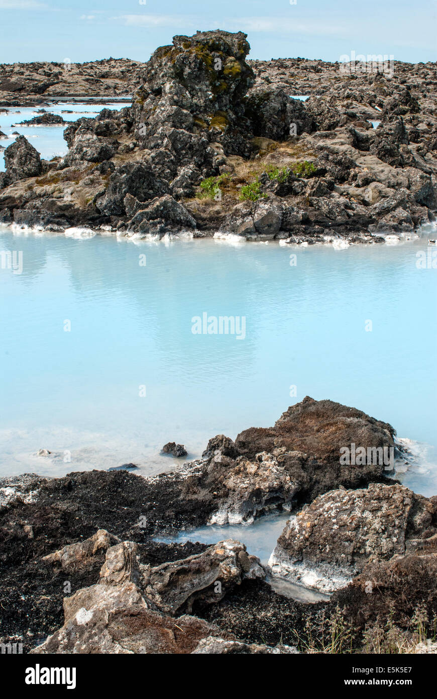 Steaming water pool in a volcano landscape at the Blue Lagoon Hot ...