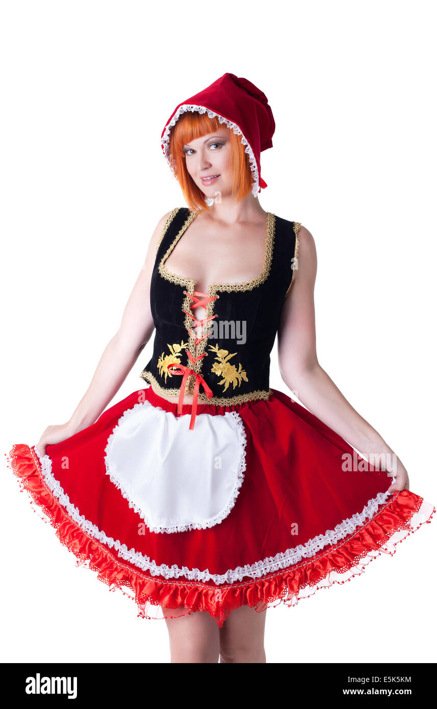 Portrait of beautiful adult Red Riding Hood Stock Photo - Alamy