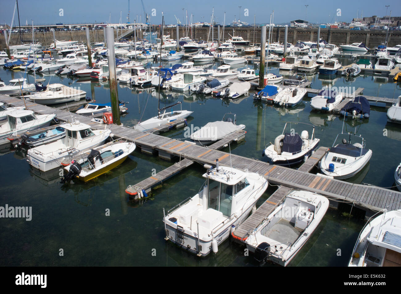 Boats in the marina, St Peter's Port, Guernsey on a bright sunny day ...