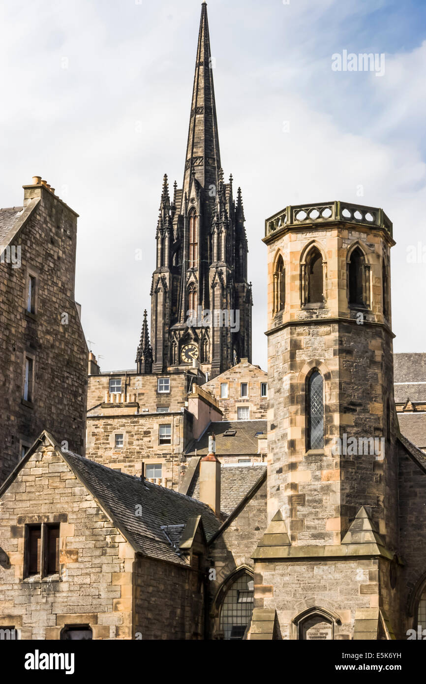 Rooftops and church spire Edinburgh Scotland Stock Photo - Alamy