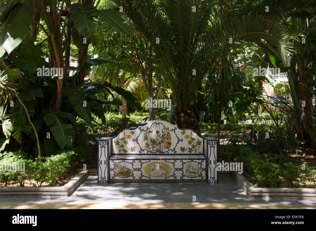 Tiled bench in Parque de Alameda park, Marbella, Spain Stock Photo - Alamy