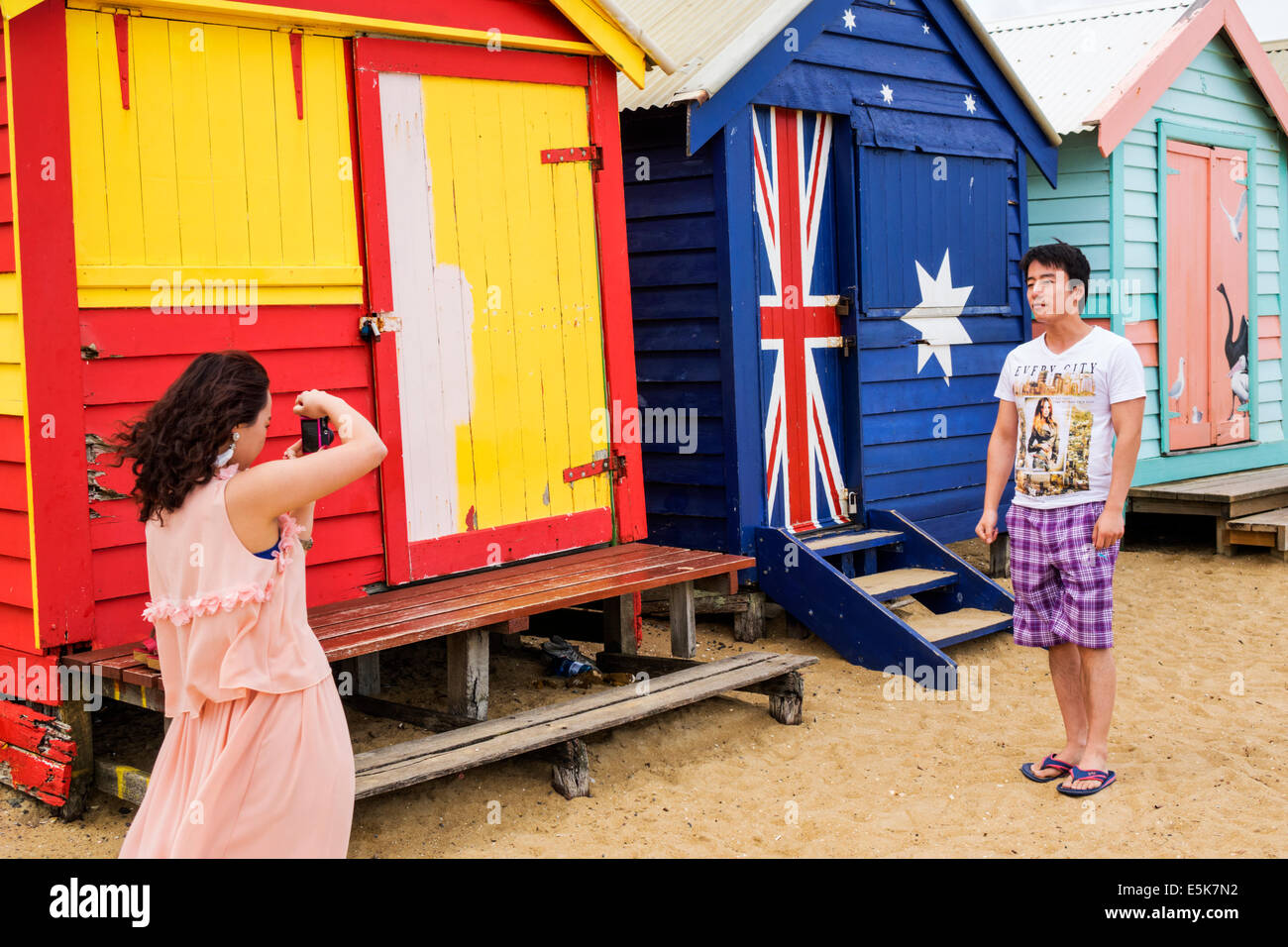 Melbourne Australia,Victoria Brighton Beach,bathing boxes,huts,cabins ...