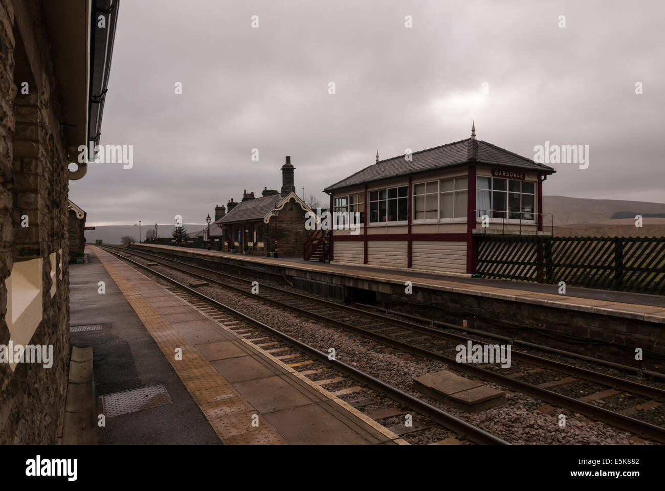 Garsdale Head Railway station and Signal box on a Gloomy day in March ...