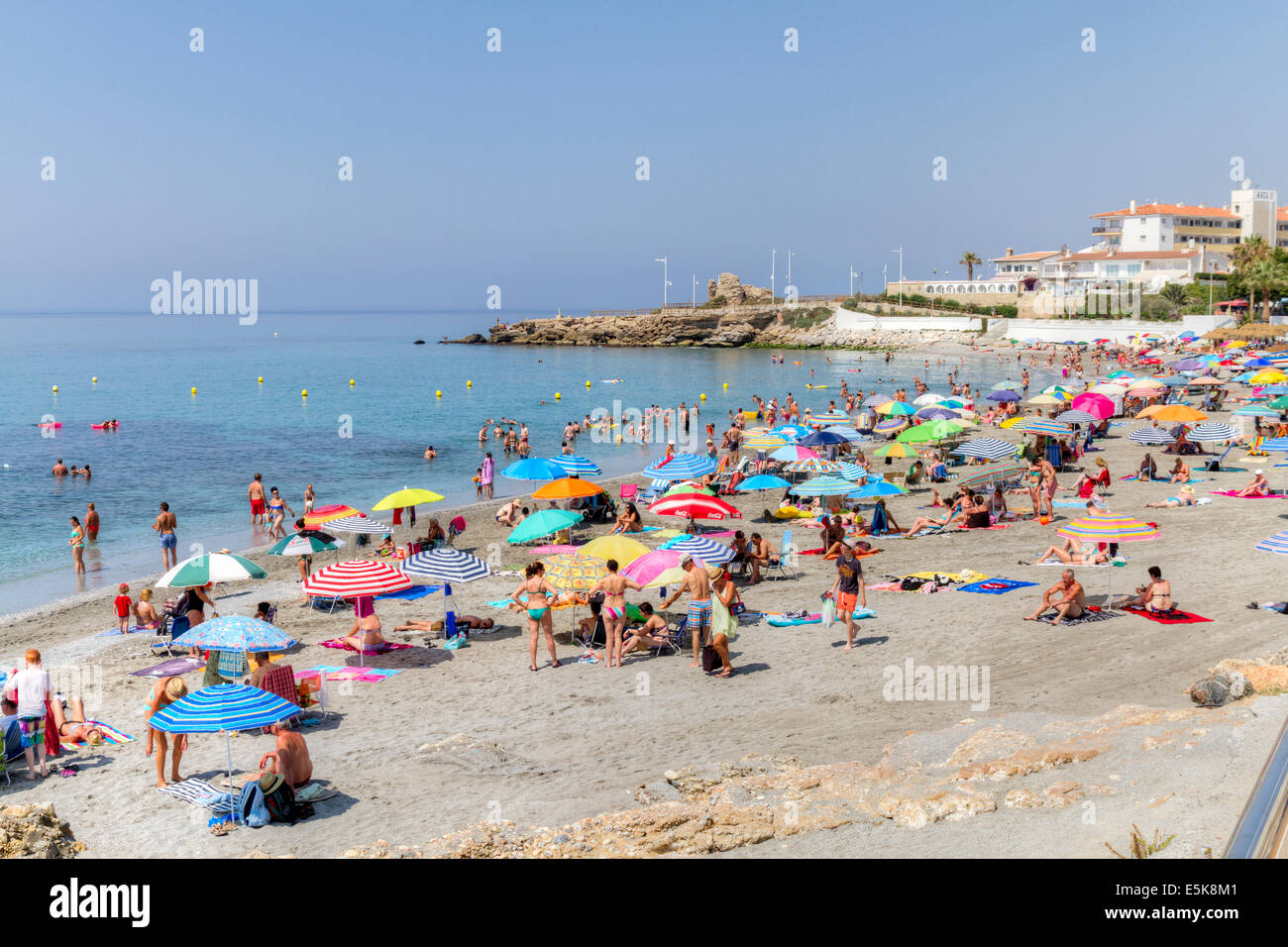 Playa El Salon beach in Nerja Spain on the Costa Del Sol Stock Photo ...